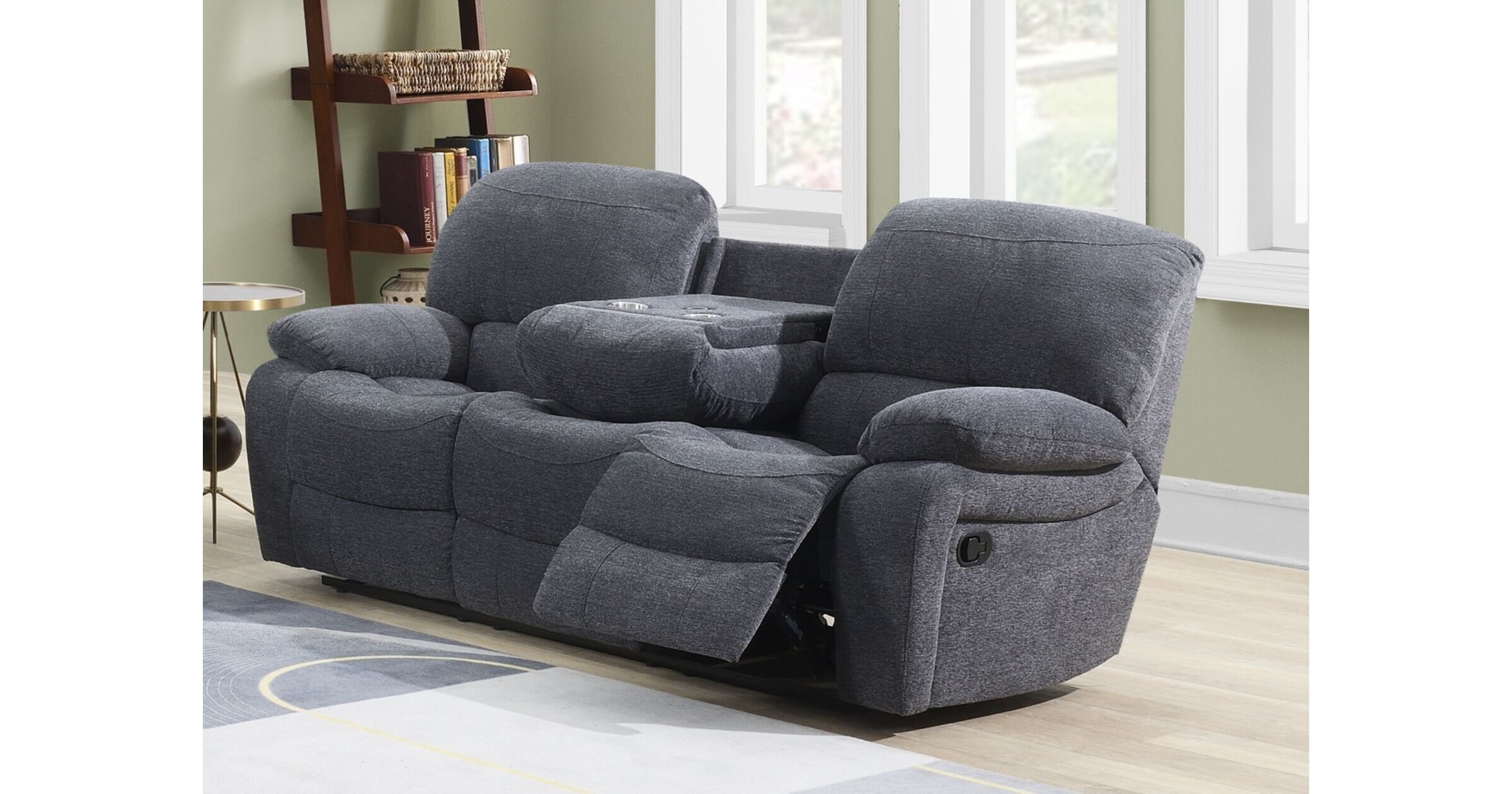 Jesolo 3 Seater Dual Recliner Sofa with Center Console – Plush Grey ...