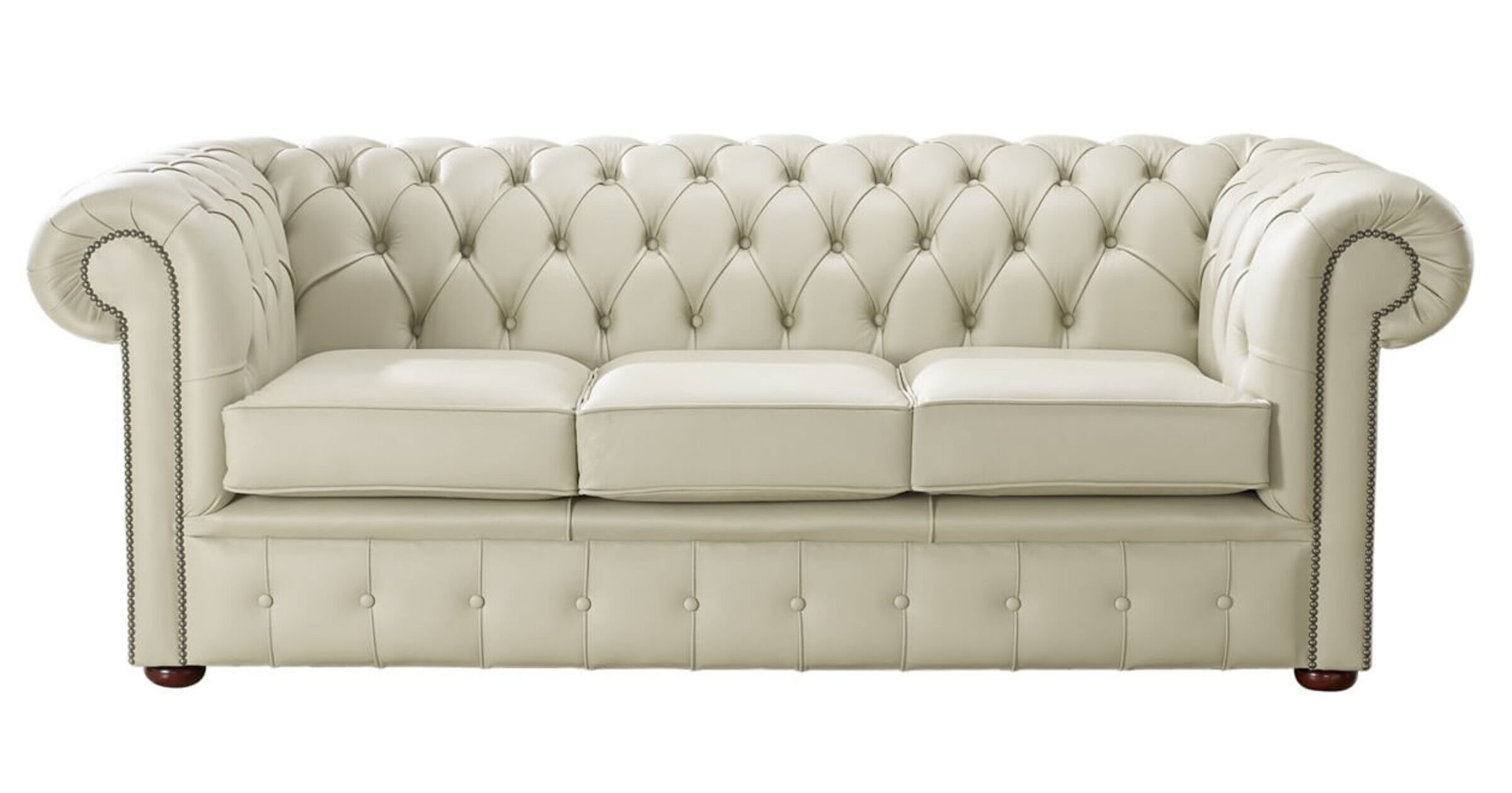 Luxury Redefined Shelly Cream Leather Chesterfield Handmade Sofa