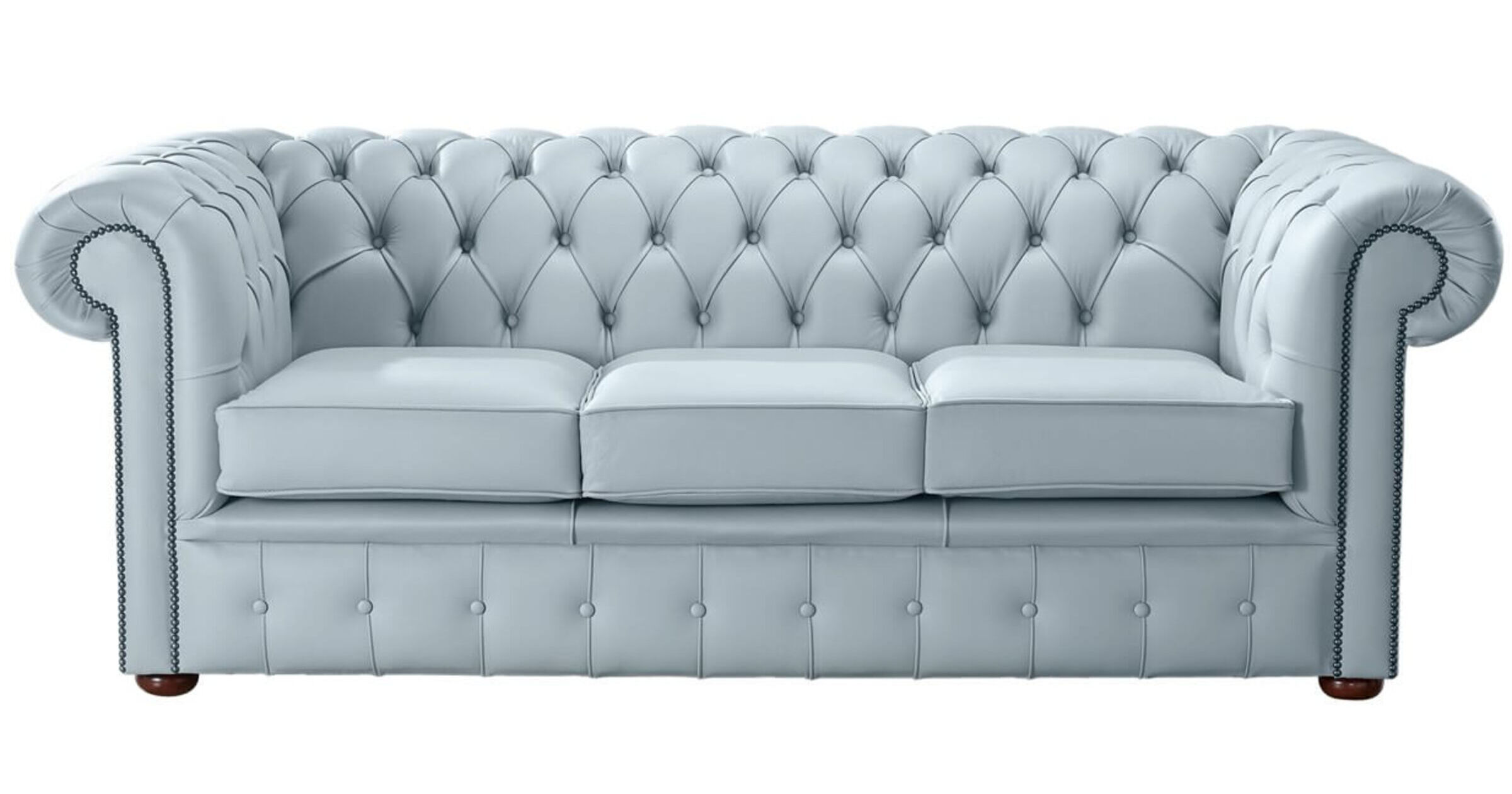 Parlour Blue Leather Chesterfield 3 Seater sofa | DesignerSofas4U