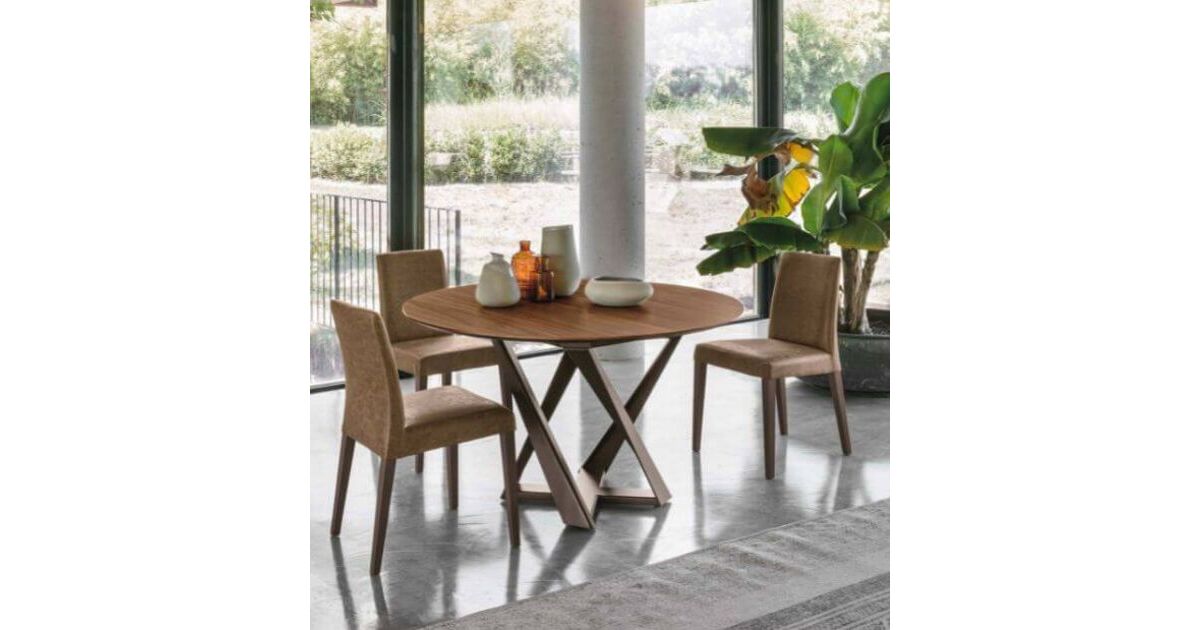 130cm Cronos Dining Table | Walnut Top, Brown Base