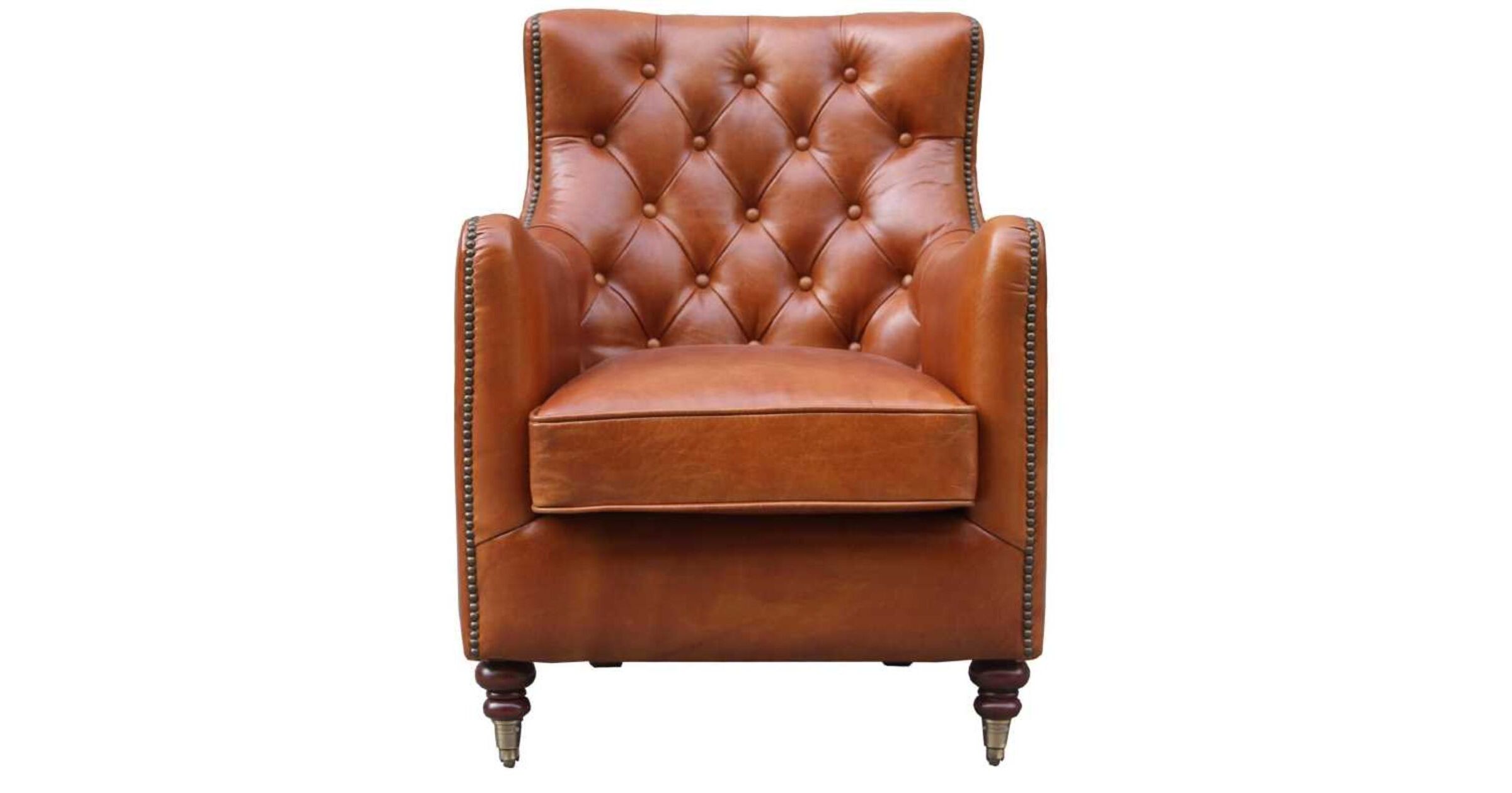 Classic Comfort Buttoned Back High Back Armchair in Distressed Tan Leather