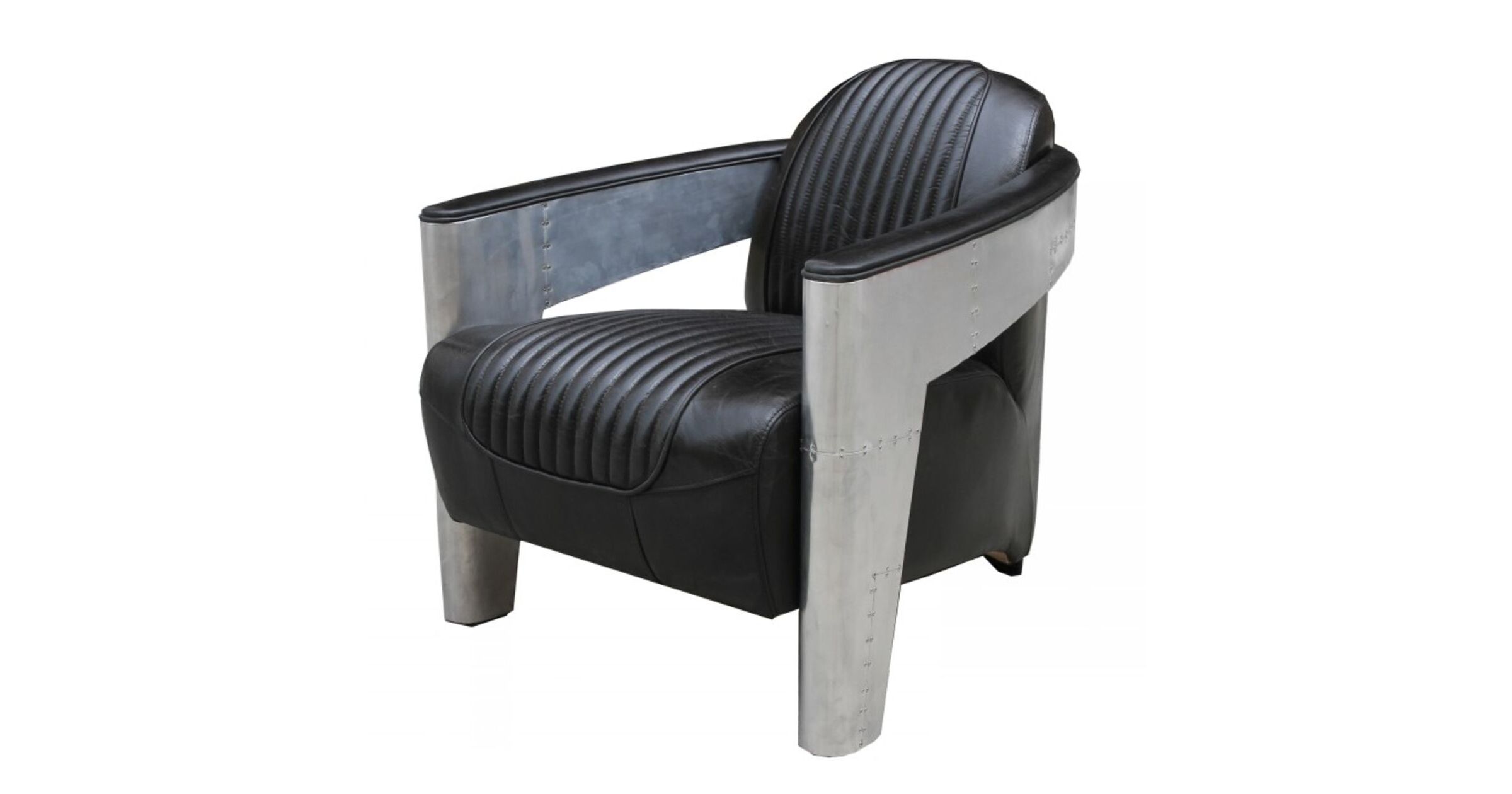 Aviator Aluminium Vintage Leather Armchair | Designer Sofas4u