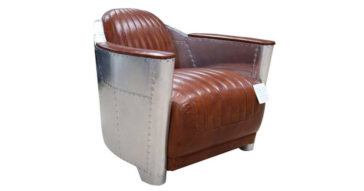 Aviator's Leather Elegance Vintage Tan Rocket Chair for Your Man Cave