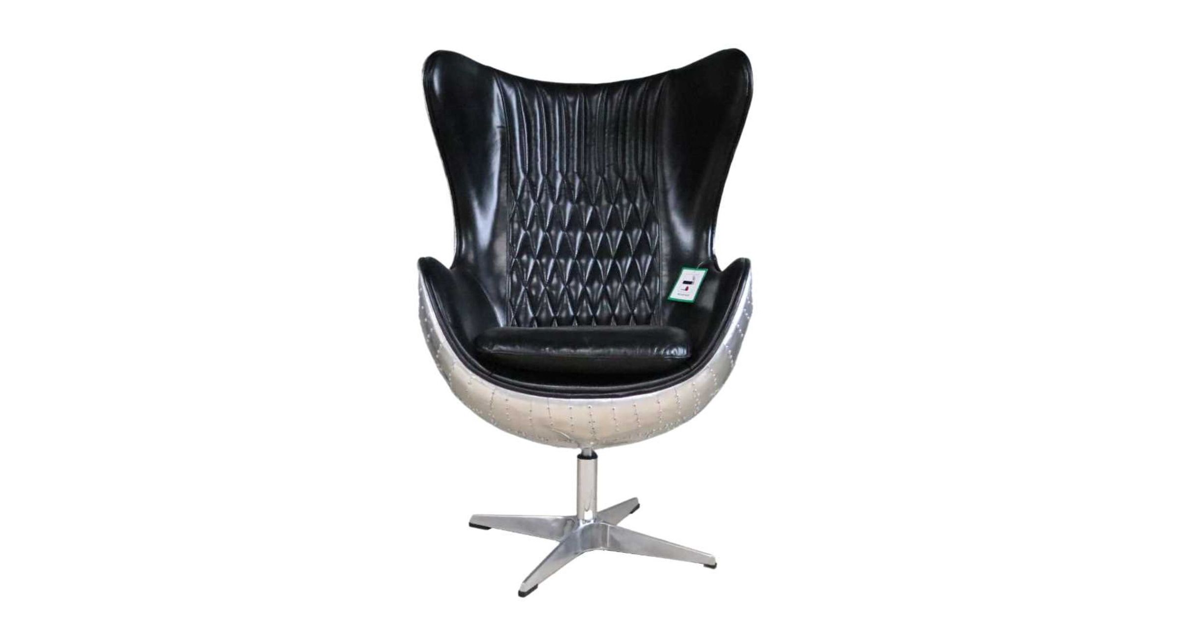 Vintage-Inspired Luxury Aviator Retro Black Distressed Leather Armchair