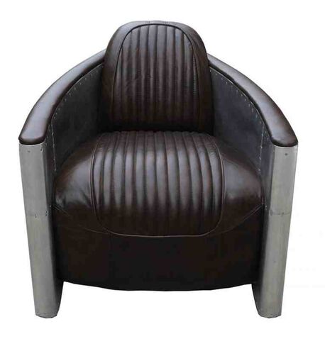 Vintage-Inspired Luxury Aviator's Chesterfield Armchair in Real Leather