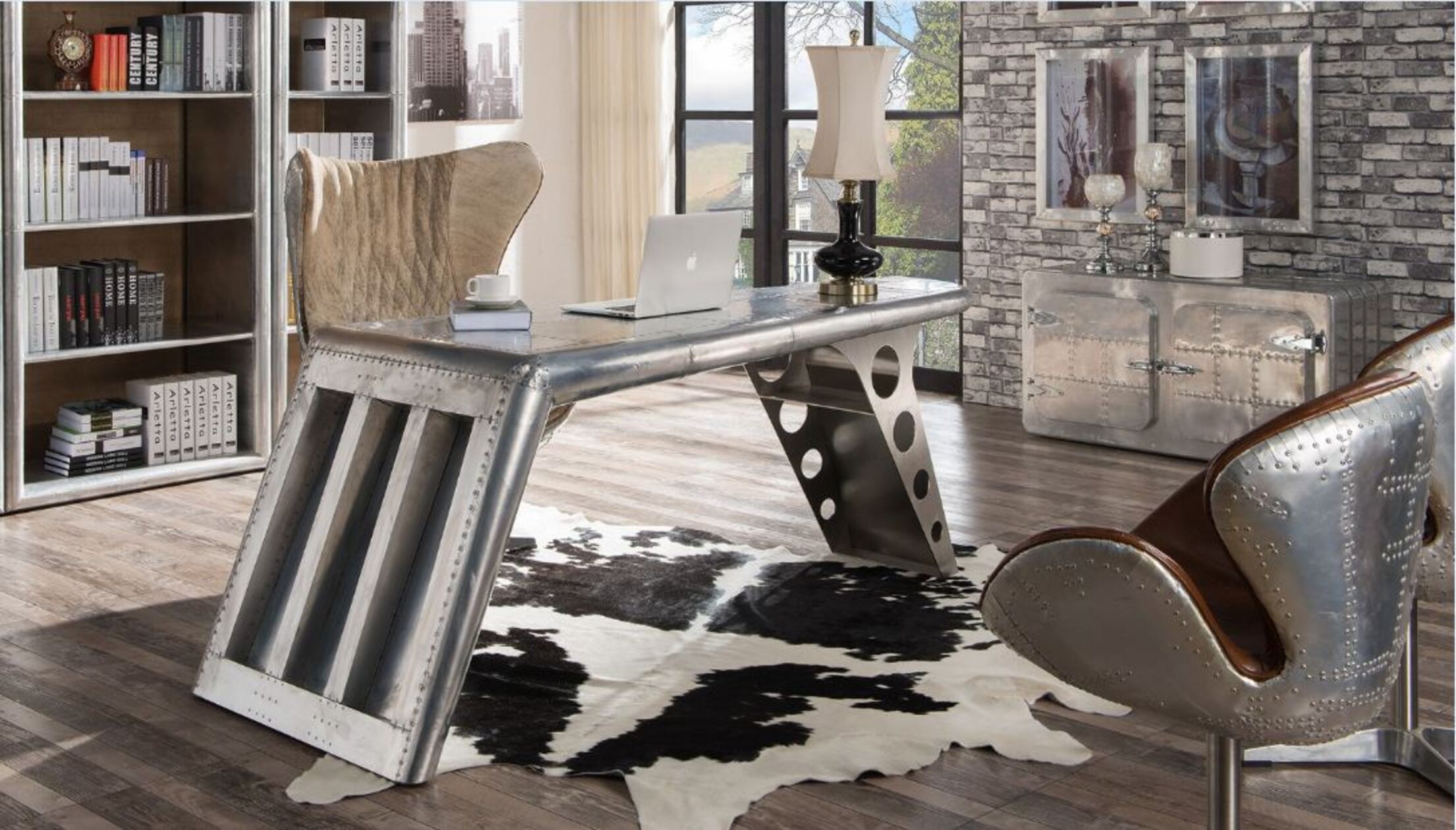 Aviator Spitfire Aluminium Desk |Vintage Desk by Designer Sofas For You