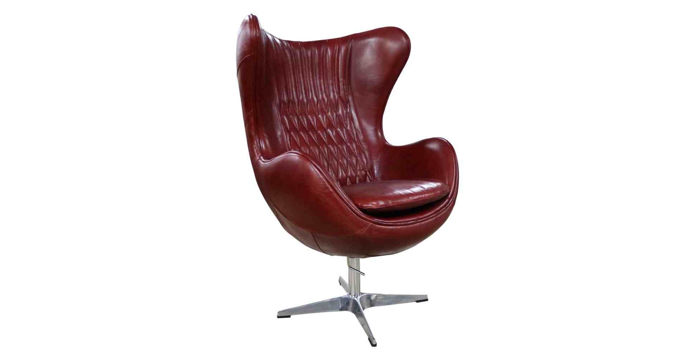 Aviator Retro Swivel Egg Vintage Rouge Red Distressed Leather Armchair ...