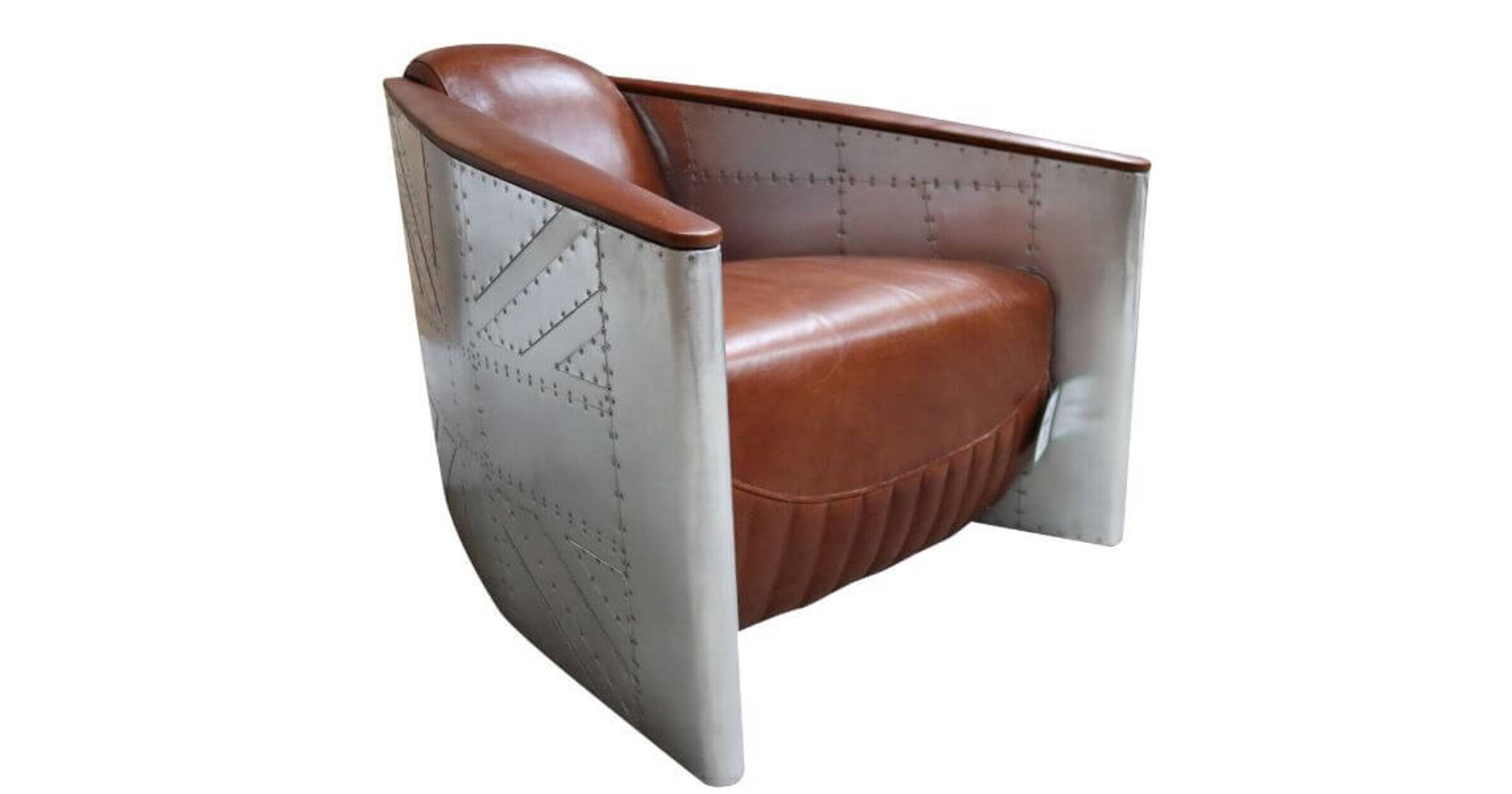 Aviator Tomcat Aluminium Vintage Tan Distressed Leather Armchair ...