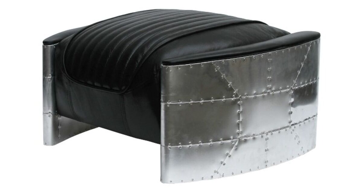 Aviator Vintage Distressed Leather Footstool Pouffe | Designer Sofas4u