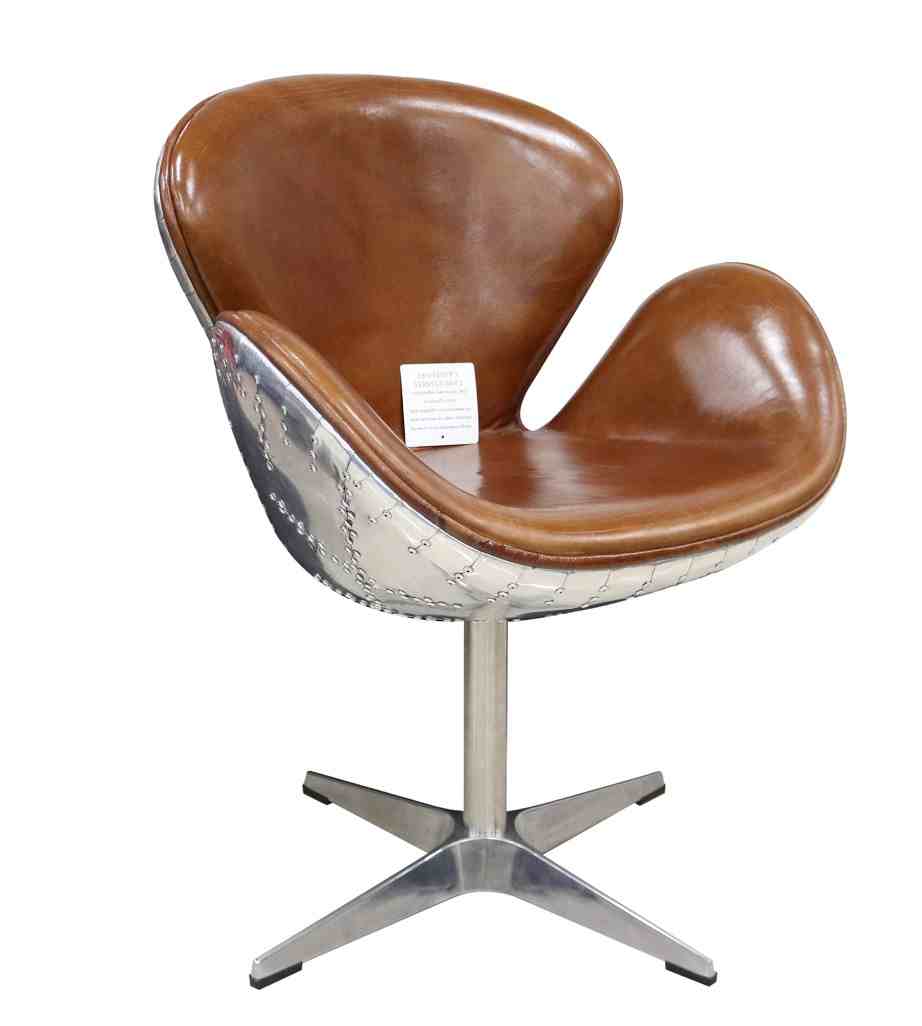 Aviator Vintage Tan Distressed Leather Swan Chair |Vintage Chairs By ...