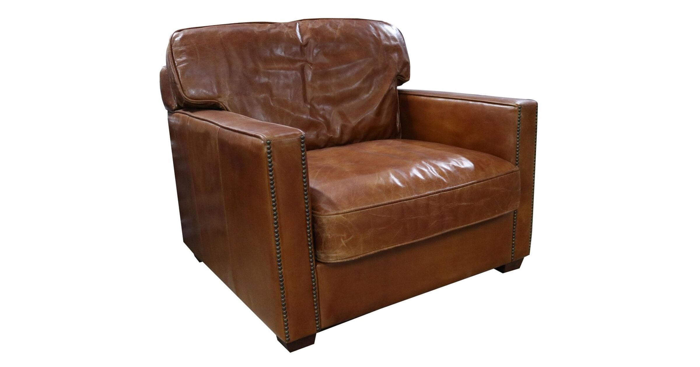 Battersea Vintage Tan Distressed Real Leather Armchair | Designer Sofas4u