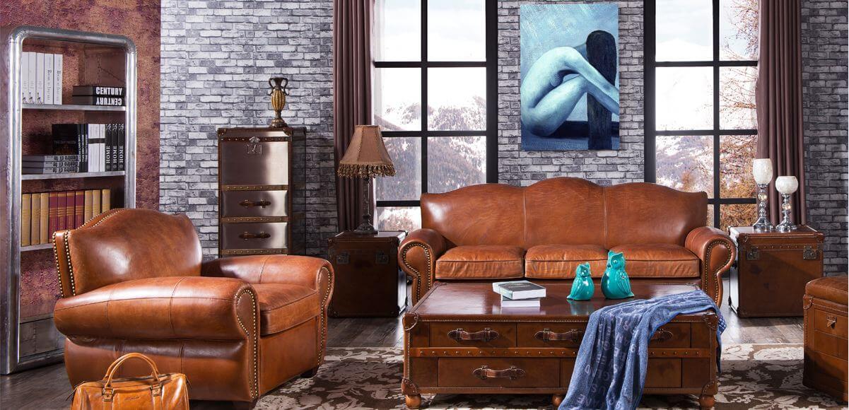 Burford Vintage Distressed Leather Settee Sofa Suite | Timeless Elegance