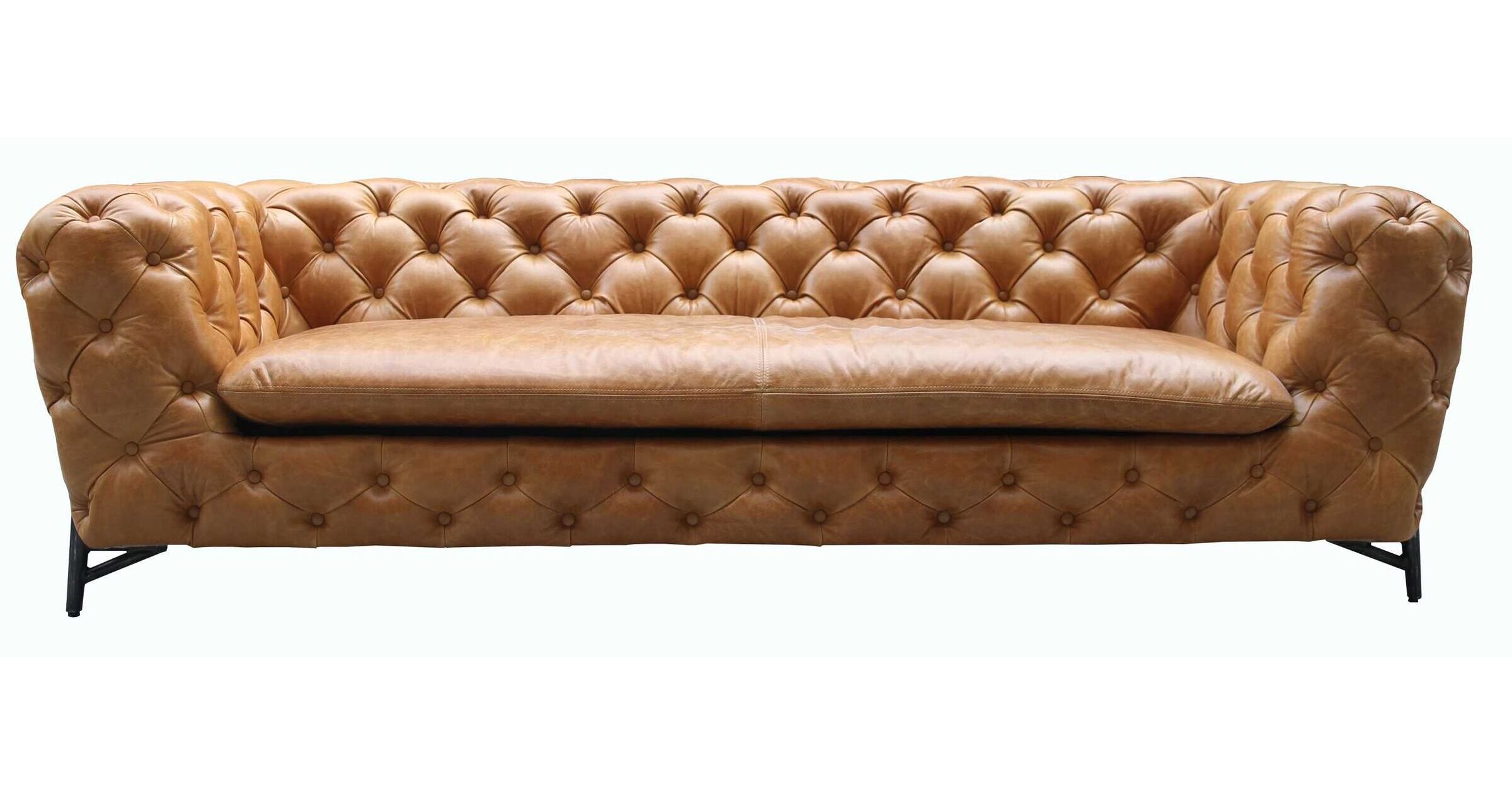 Tan Leather Chic: Chesterfield Baroque 3-Seater Sofa in Vintage