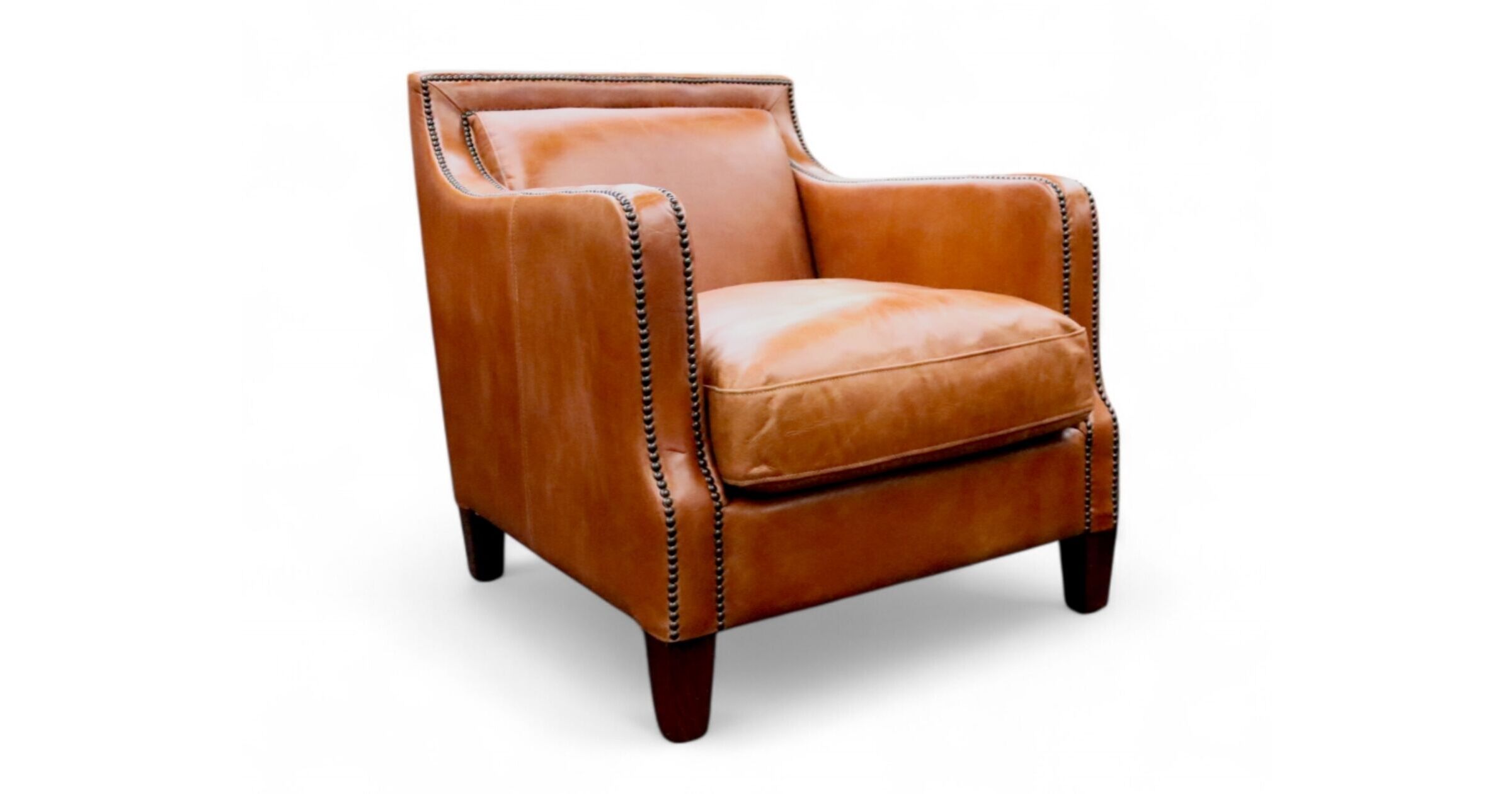 Designer Sofas4U Chichester Vintage Tan Leather Stud Armchair