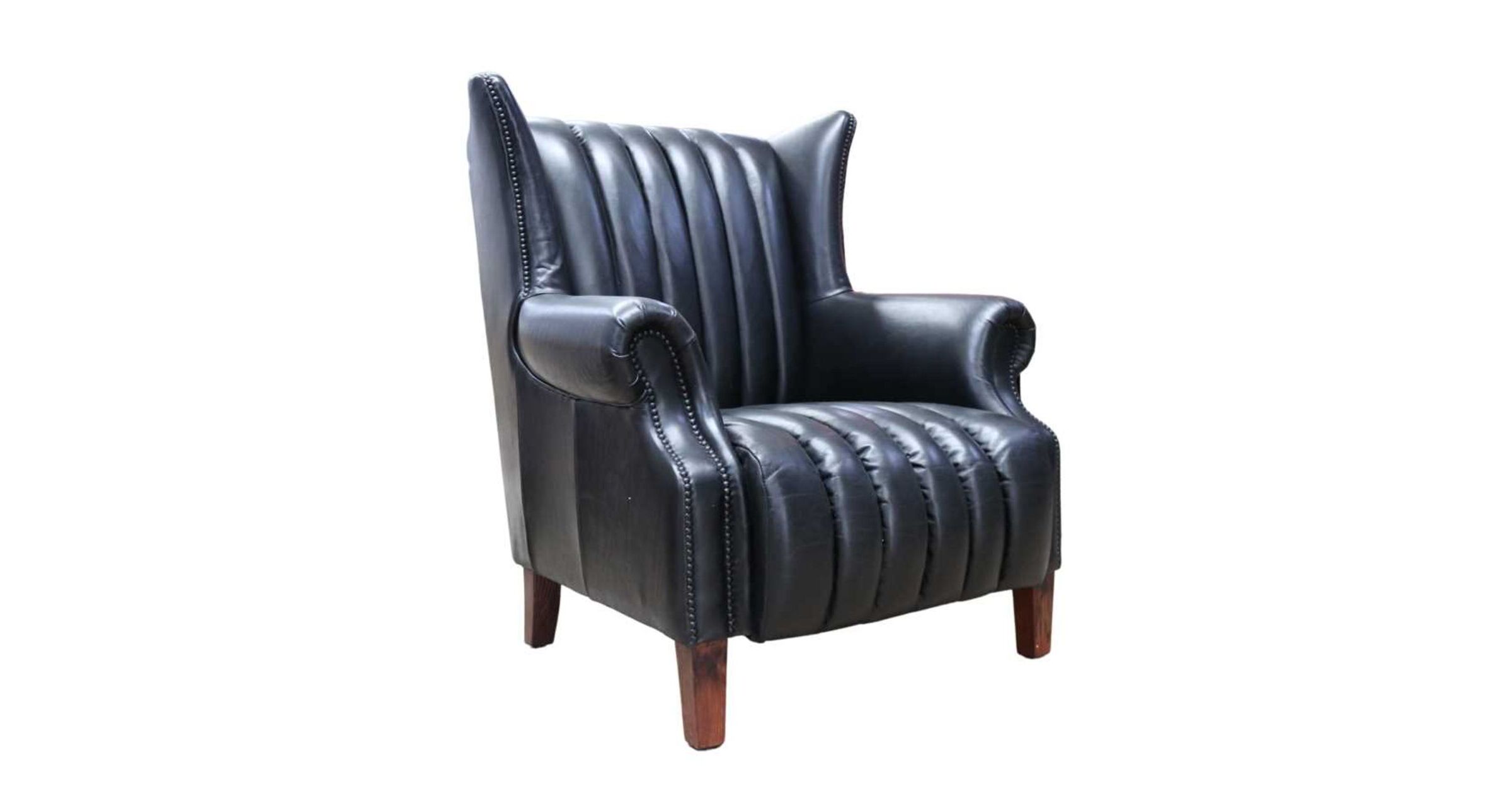 Elegance Redefined Cuban Cigar Black Leather Wingback Chair