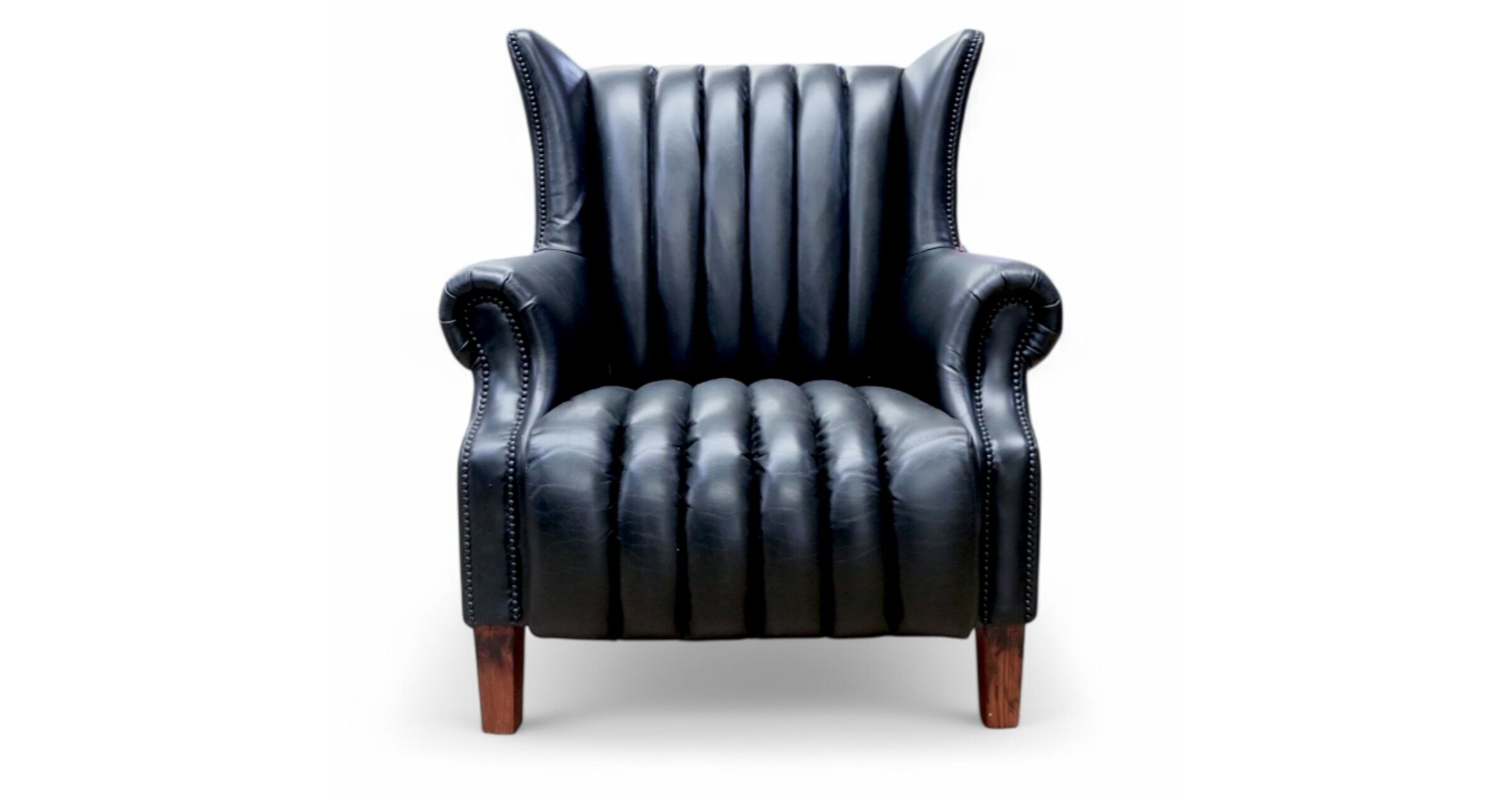 Elegance Redefined Cuban Cigar Black Leather Wingback Chair