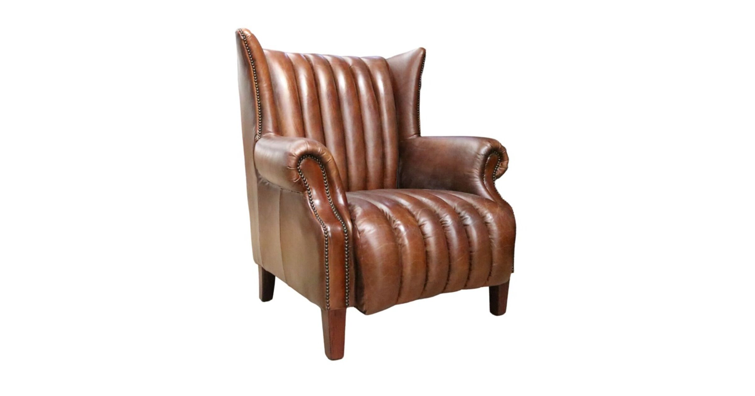 Elegance Redefined Cuban Cigar Brown Leather Wingback Chair