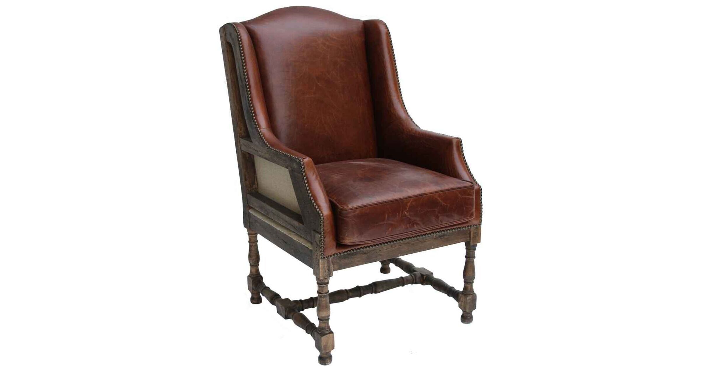 Deconstructed Beauty Vintage Distressed Leather Wingback Chair