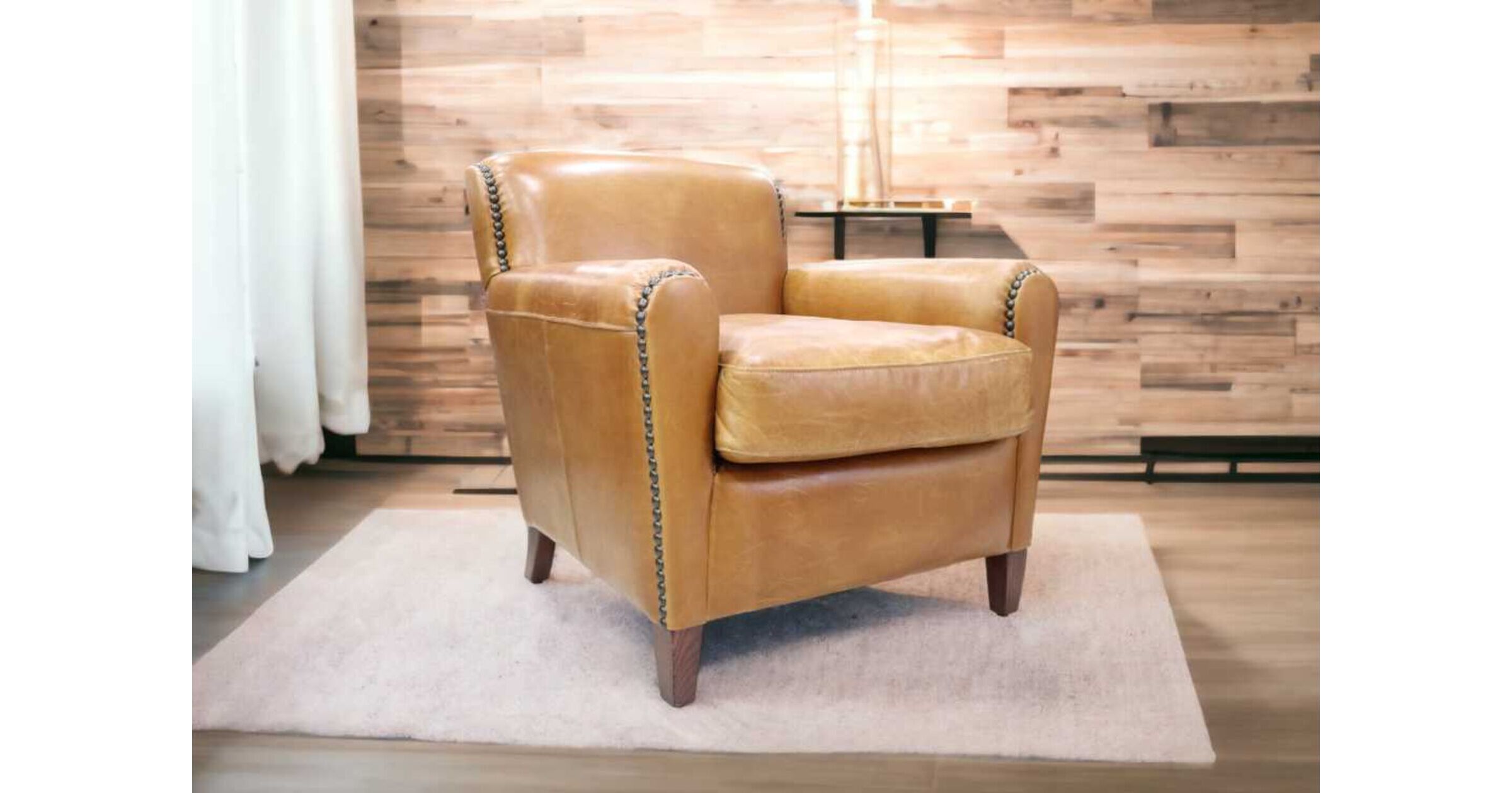 Vintage Distressed Tan Leather Club Chair | Designer Sofas4u