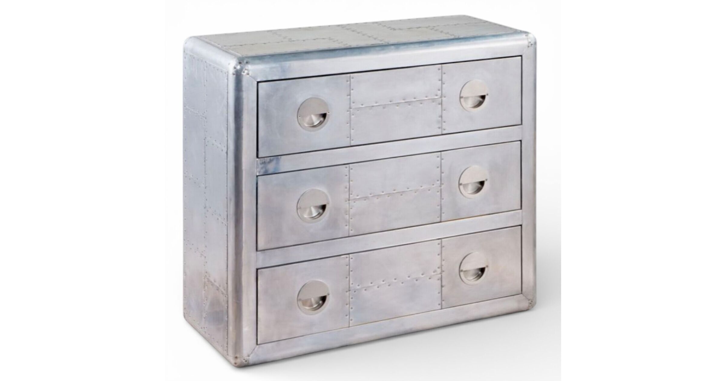 Industrial Aviator Aluminium 3 Drawer Dresser – Riveted Aircraft Style ...