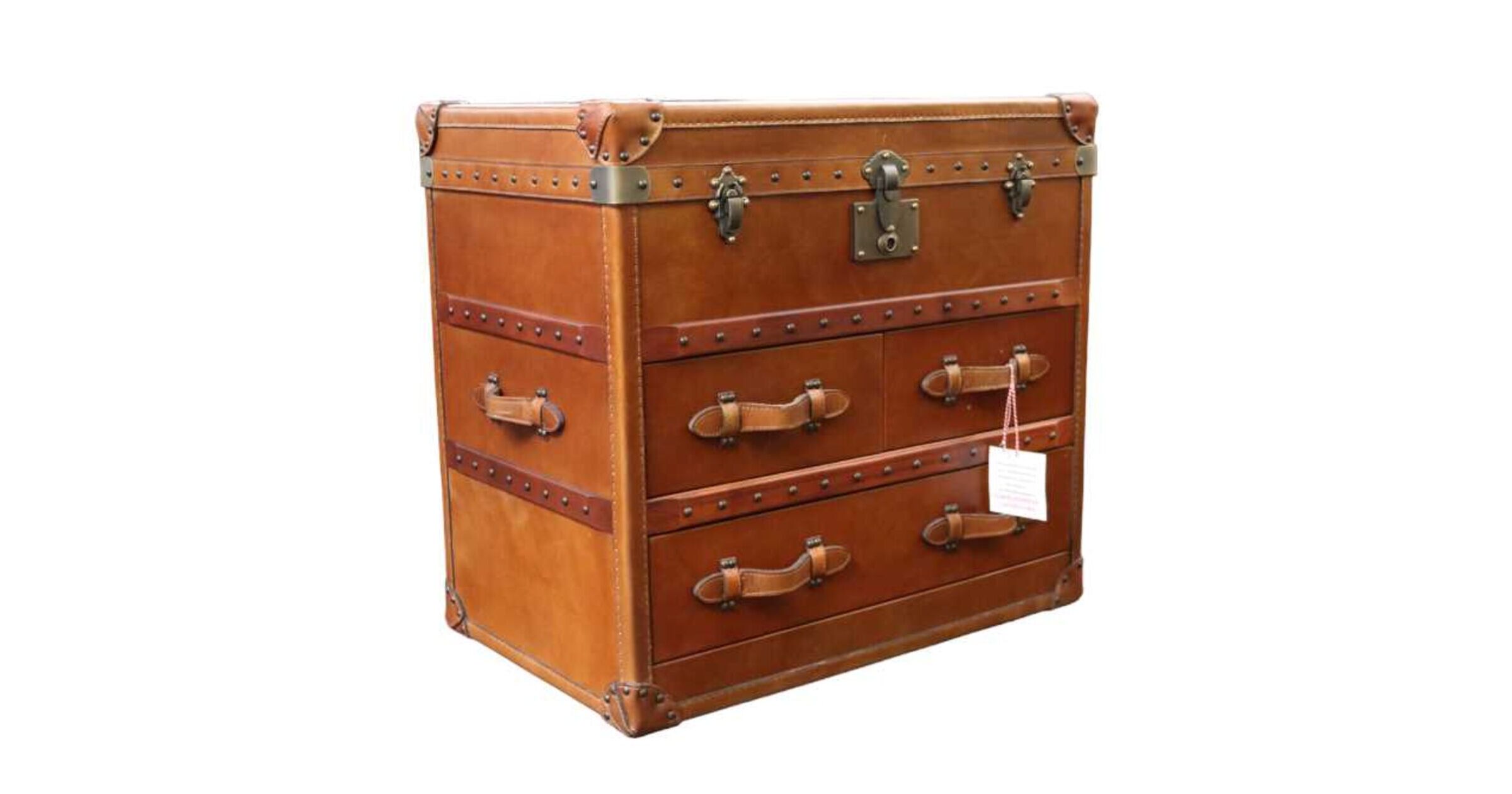 Vintage Tan Large Leather Drawer Trunk |Vintage Trunks by Designer ...