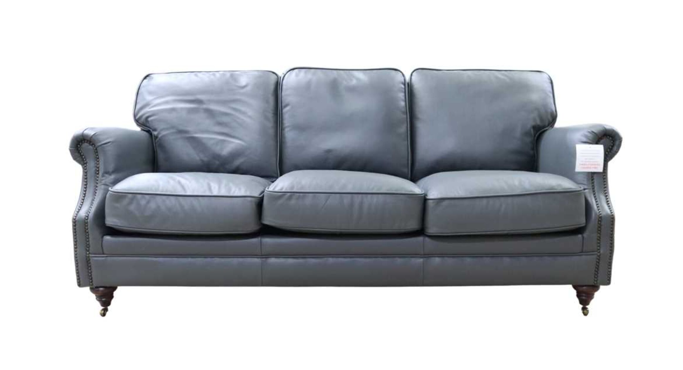 Luxury Vintage 3 Seater Settee Sofa Nappa Grey Leather | Designer Sofas4u
