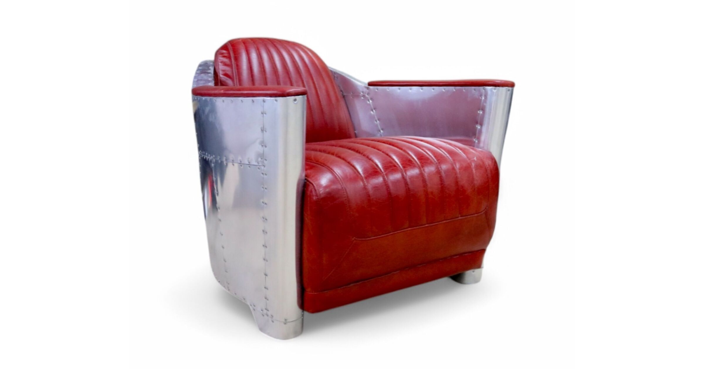 Vintage Aviator Rocket Tub Chair – Real Leather & Polished Aluminum ...