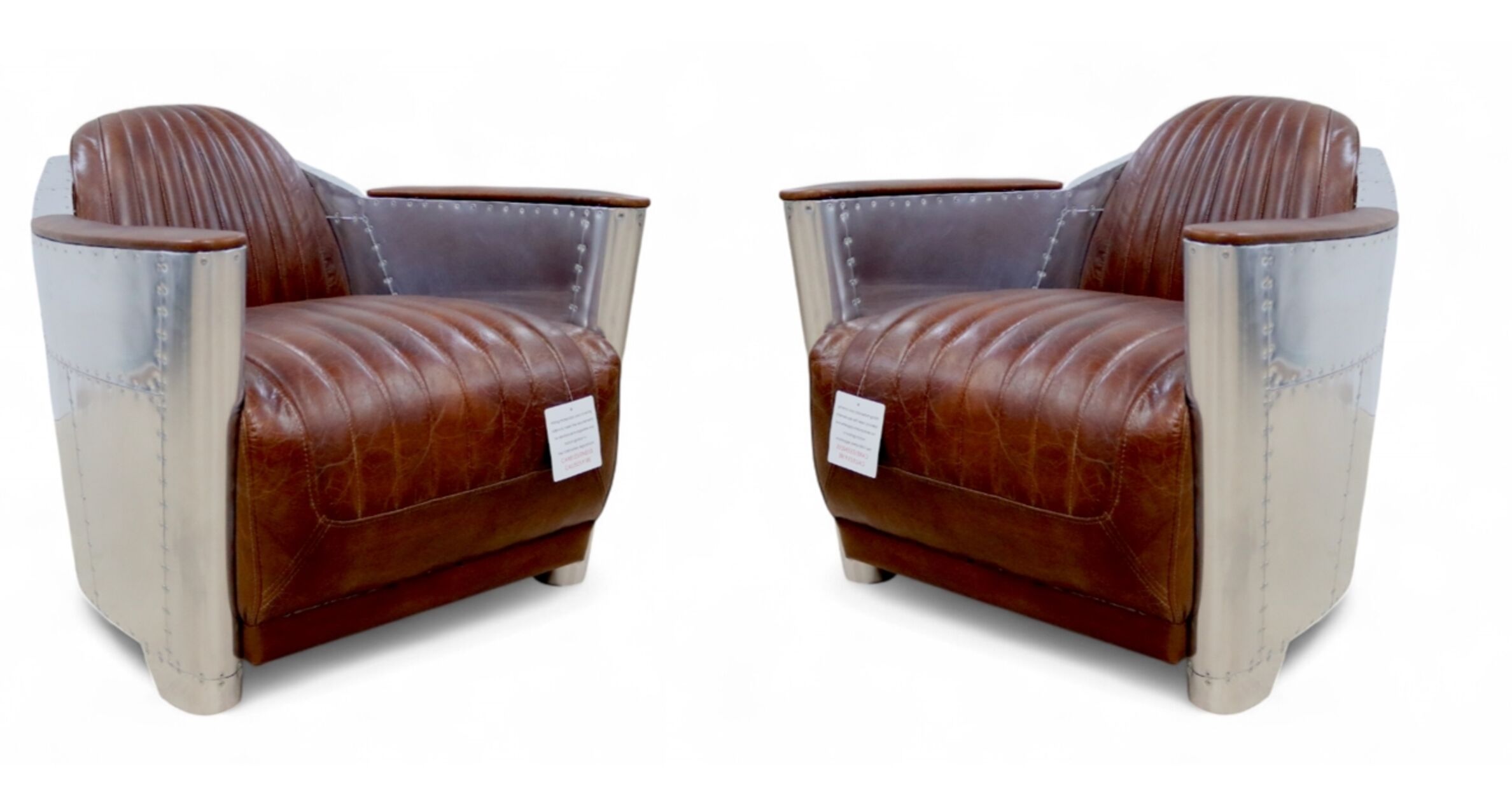 Man Cave Aviator Retro Beauty: Distressed Brown Real Leather Tub Chairs