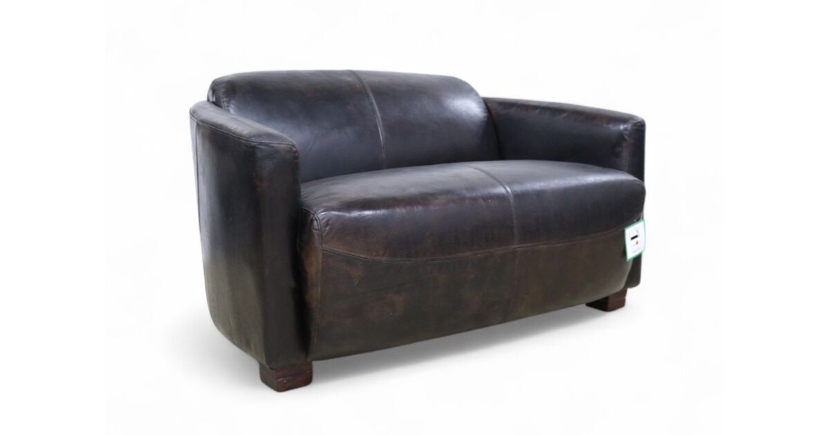 Marlborough Tobacco Brown Distressed Leather Sofa Timeless Style for Two