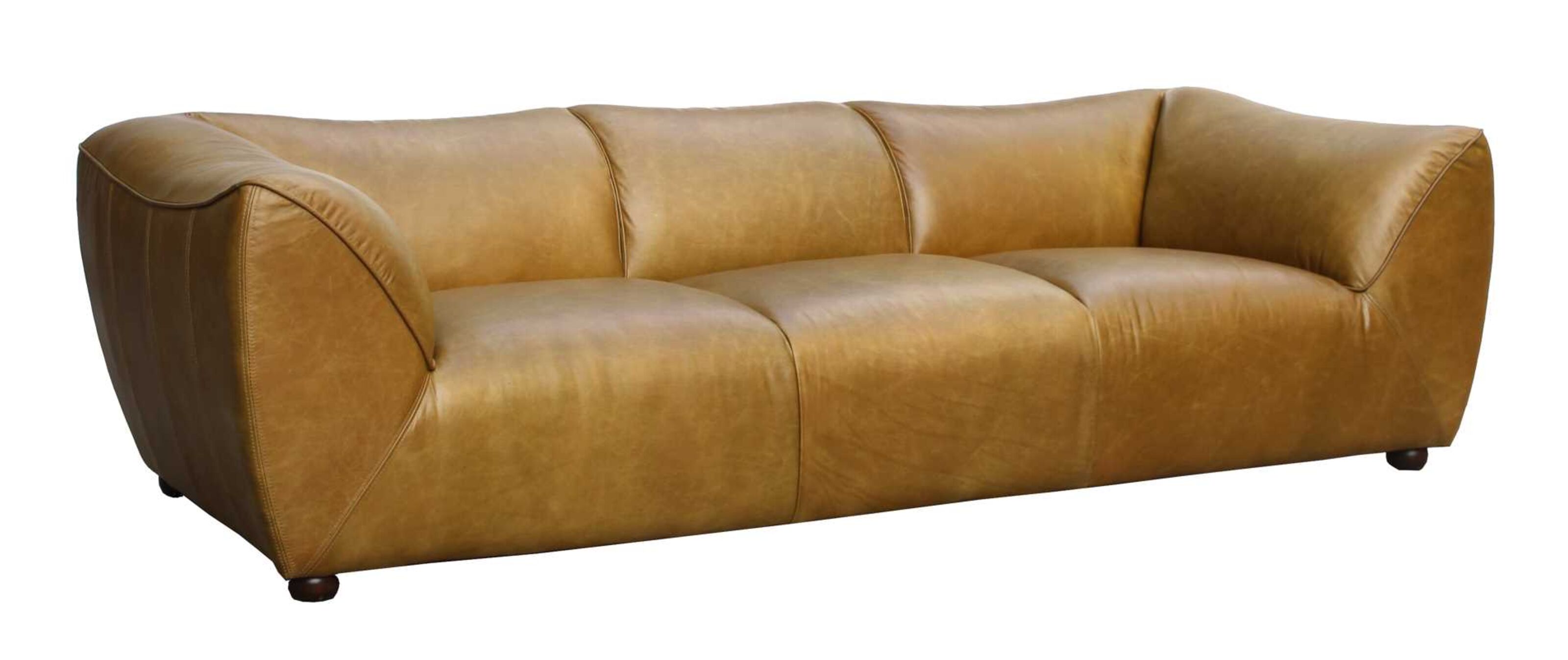 Monte Carlo Collection Vintage Nappa Sandy Brown 3-Seater Sofa