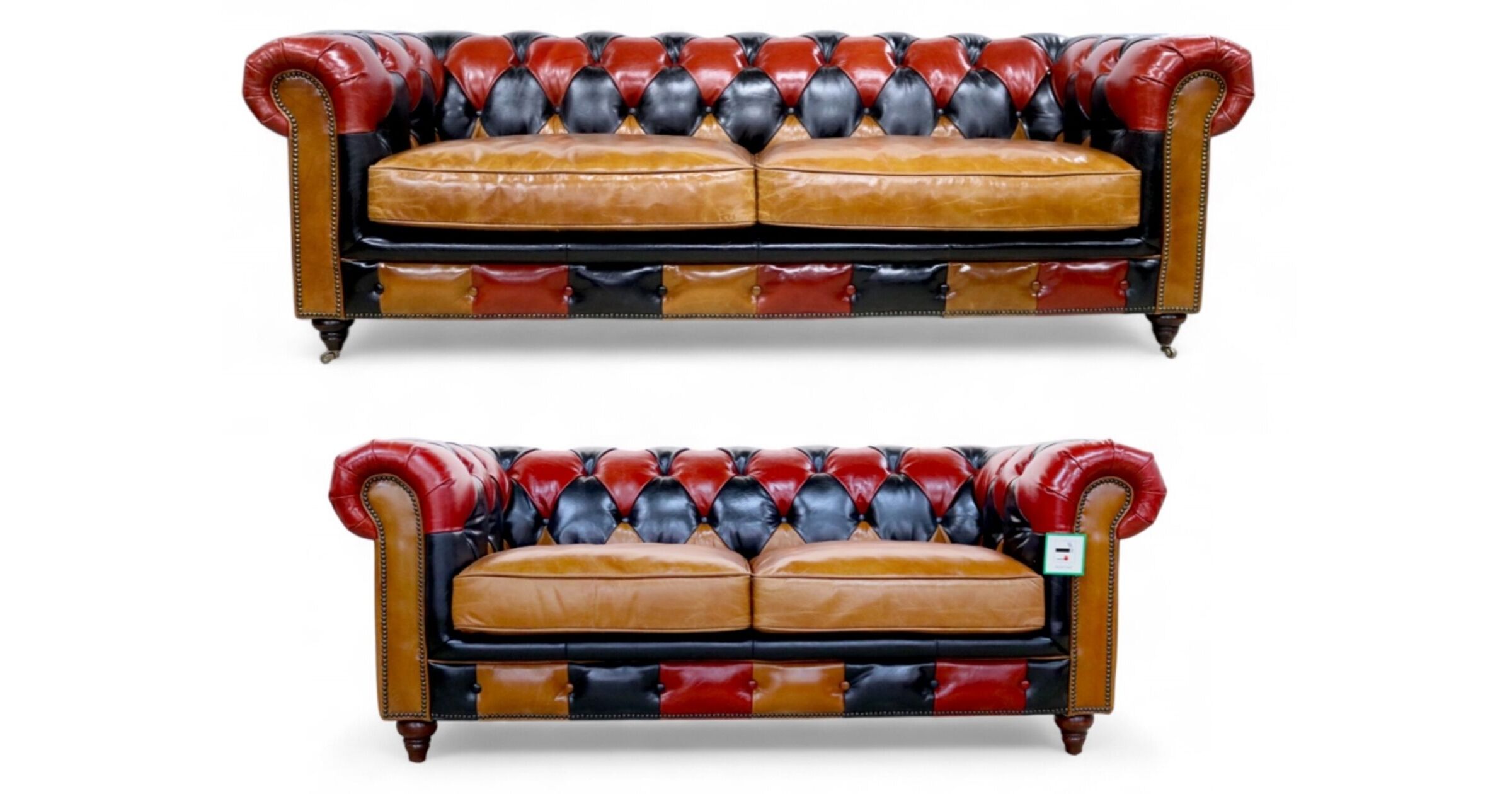 Noble Vintage Patchwork Leather 3+2 Sofa Suite Chesterfield | Designer Sofas4u