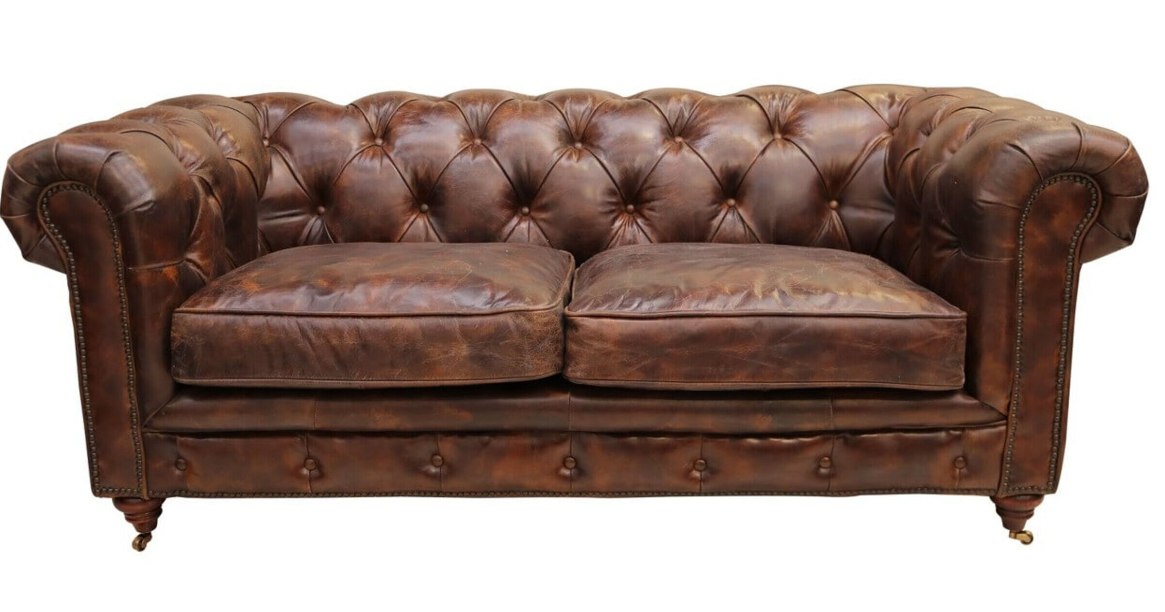Noble Vintage Chesterfield Sofa 2 Seater Distressed Tobacco Leather