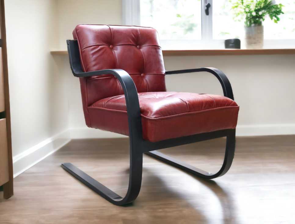 Vintage Rouge Red Leather Armchair Pullman Style and Elegance