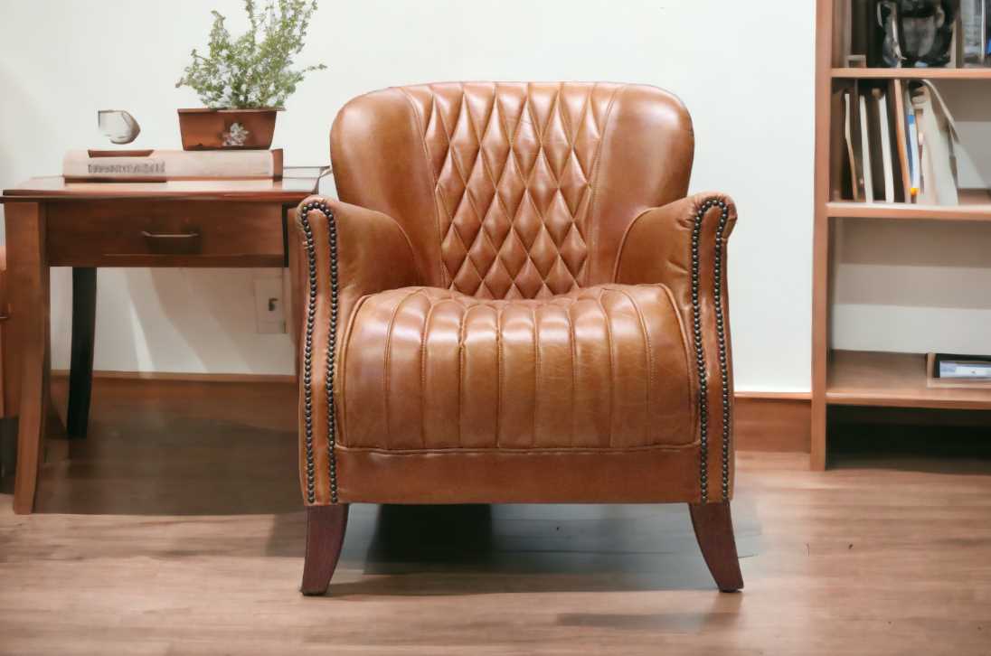 Vintage Tan Comfort Scholar Distressed Leather Armchair