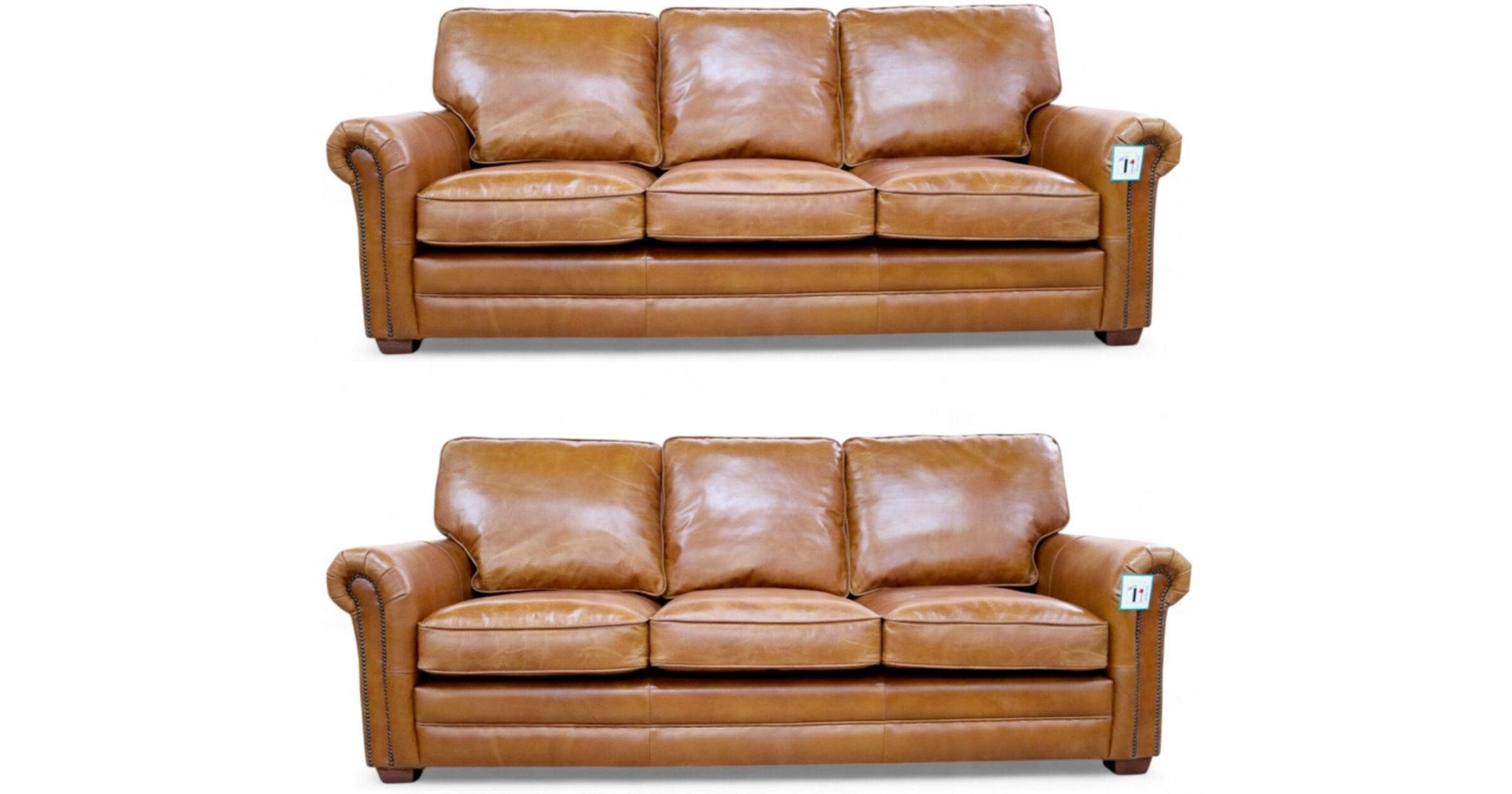 Sloane Tan Vintage Distressed Leather Settee: Timeless Appeal