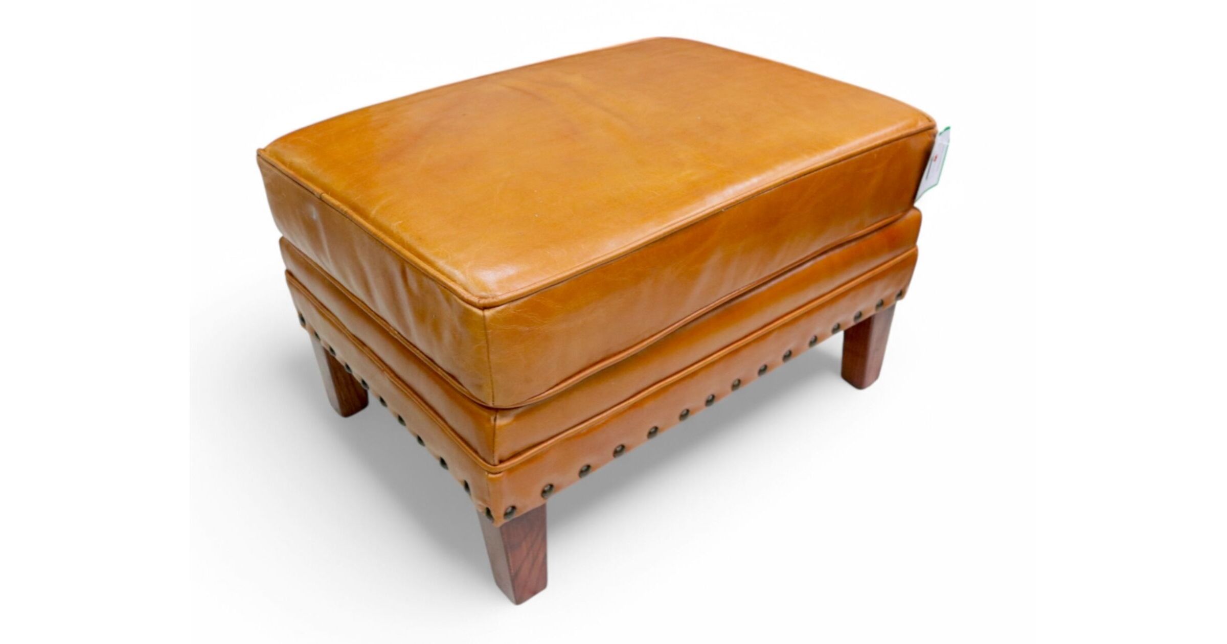 Vintage Tan Leather Footstool Timeless Appeal
