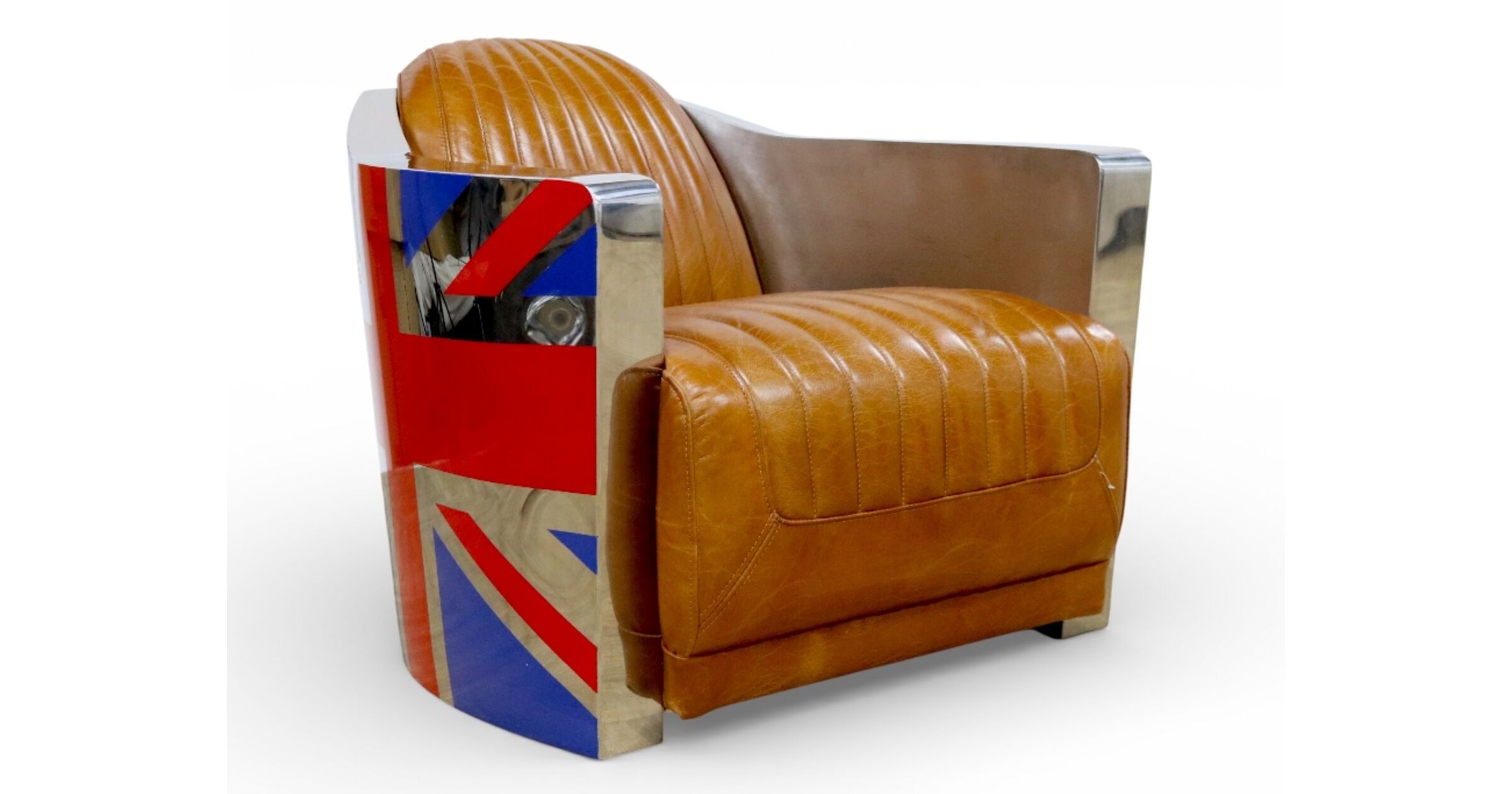 Vintage Elegance Union Jack Aviator Retro Tan Leather Man Cave Armchair