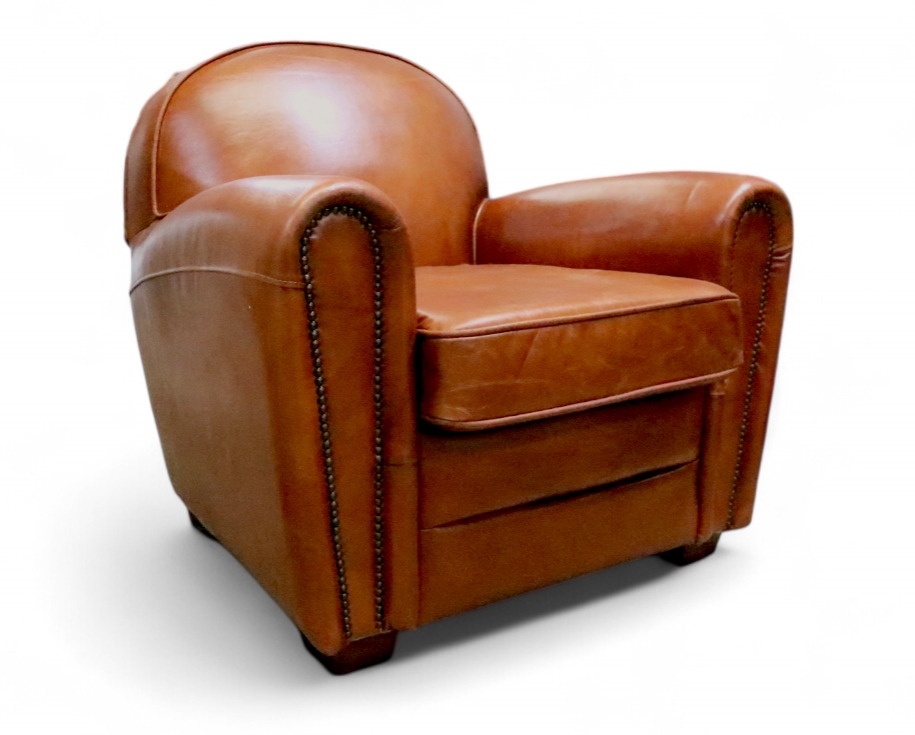 Designer Sofas Victor Vintage Tan Club Chair in Distressed Leather