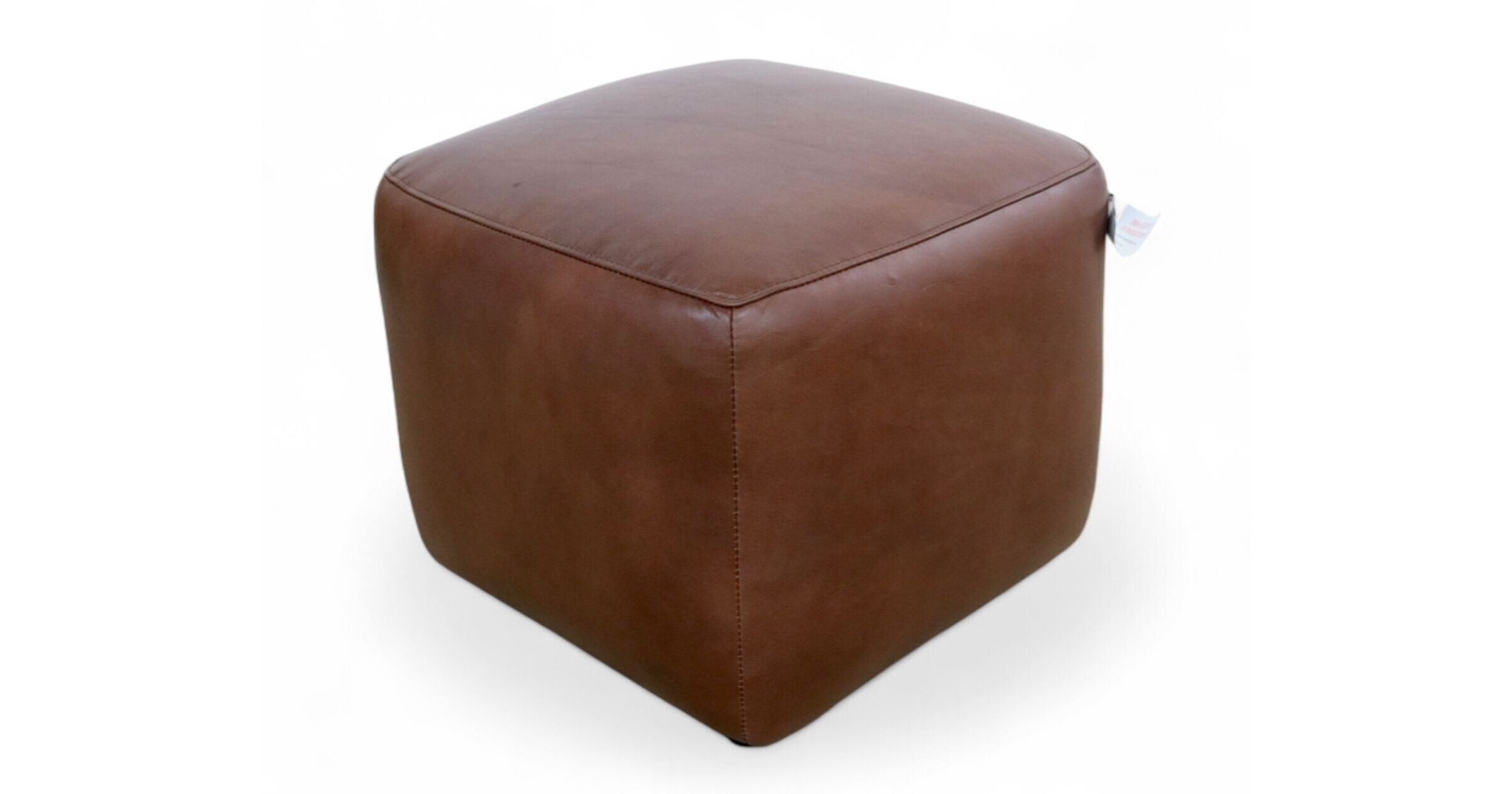 Vintage Chocolate Brown Leather Footstool Pouffe Footrest / Accent Seat