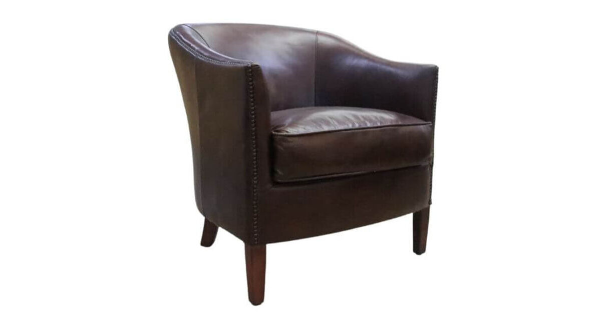Vintage Leather Tub Chair Brown | Vintage Chairs By Desginer Sofas For You