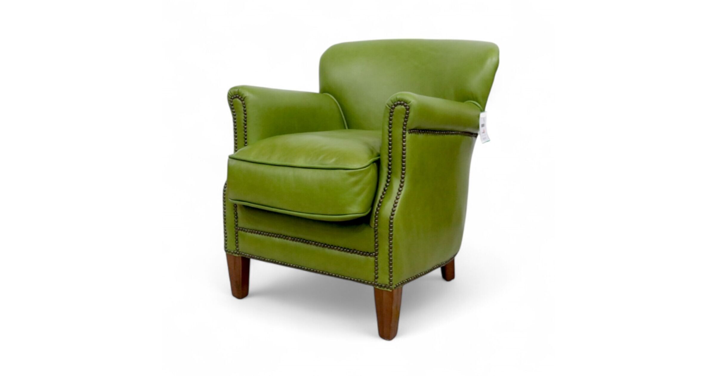Vintage Olive Green Leather Club Chair With Nailhead Trim | Designer ...