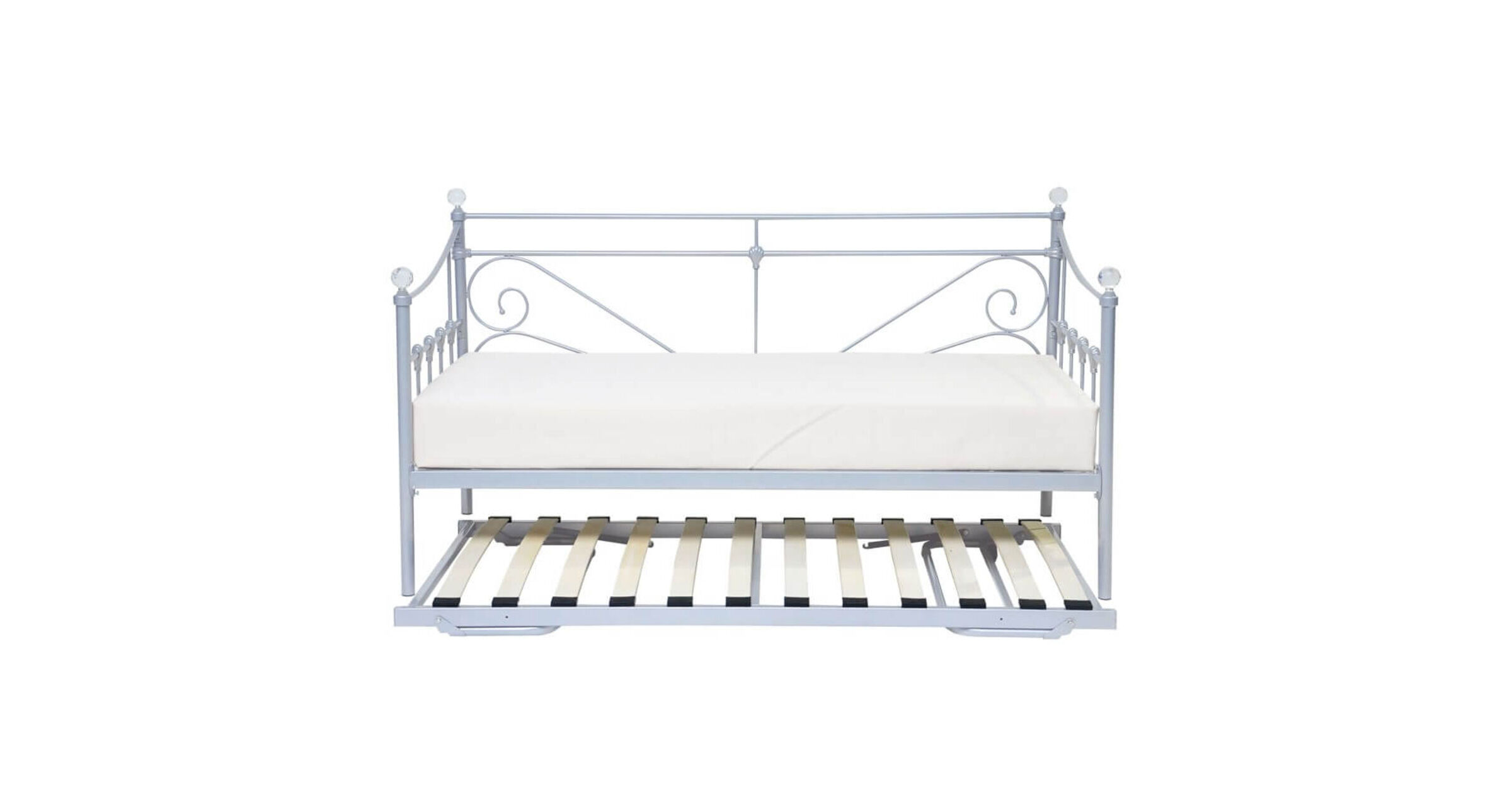 Carina Silver Metalic Single Day Bed | Designer Sofas4u