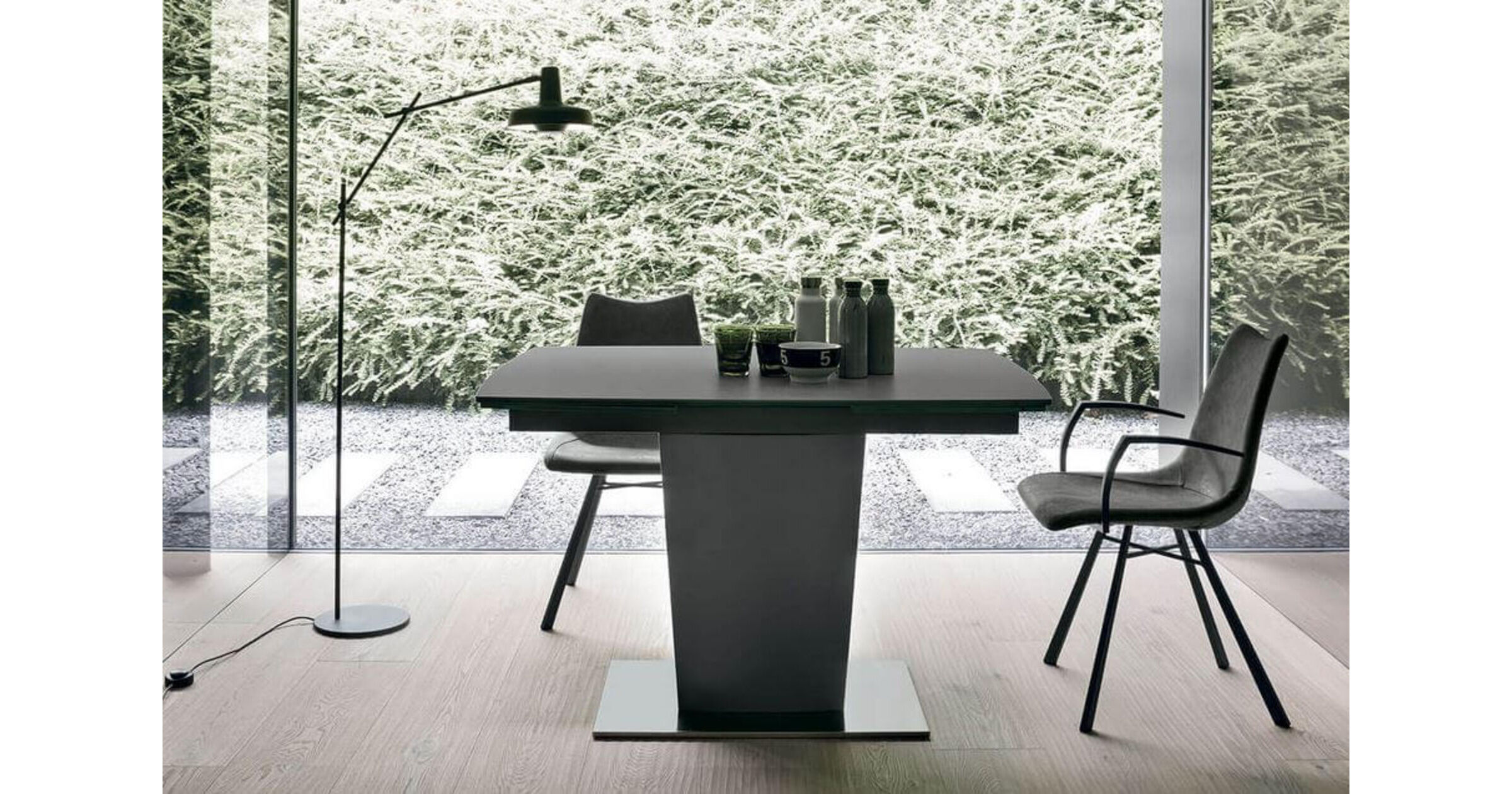 Graphite Beauty COPERNICO Extendable Dining Table with Stoneware Top
