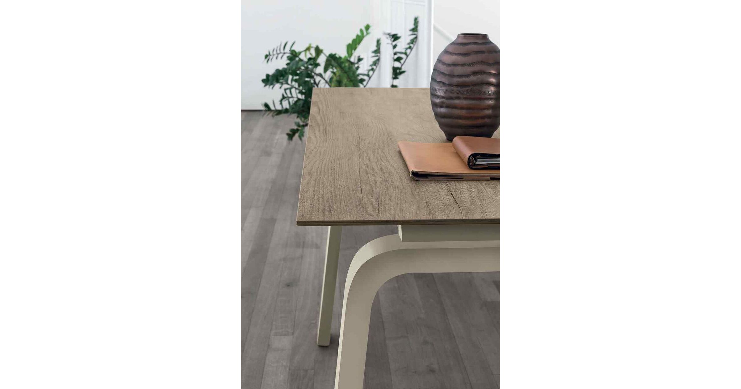 Extendable Table DEIMOS 160 cm | Aluminium, Laminate Top