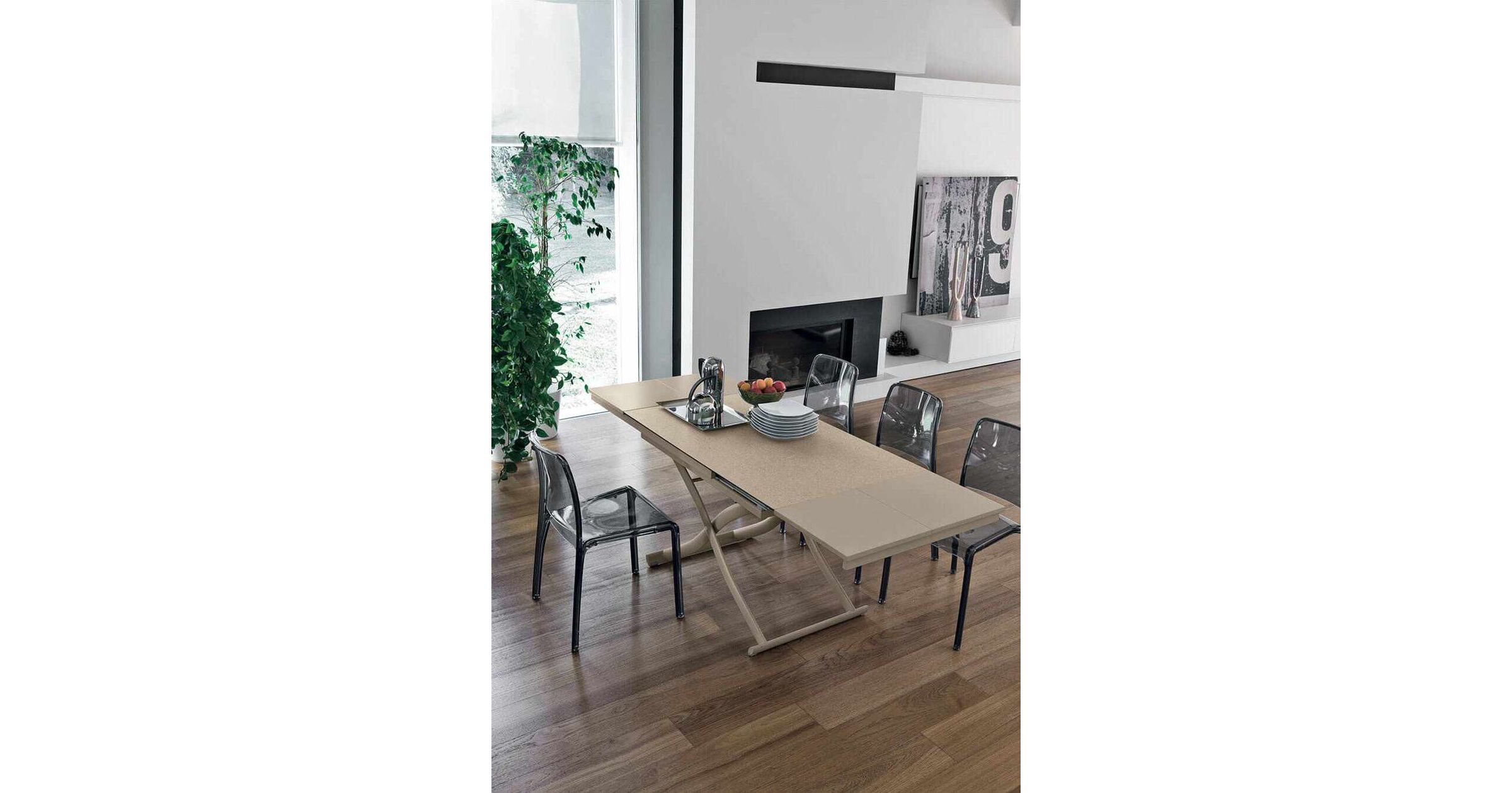 DIONE PLUS Transformable Table With Corda Painted Metal Legs Porcelain ...