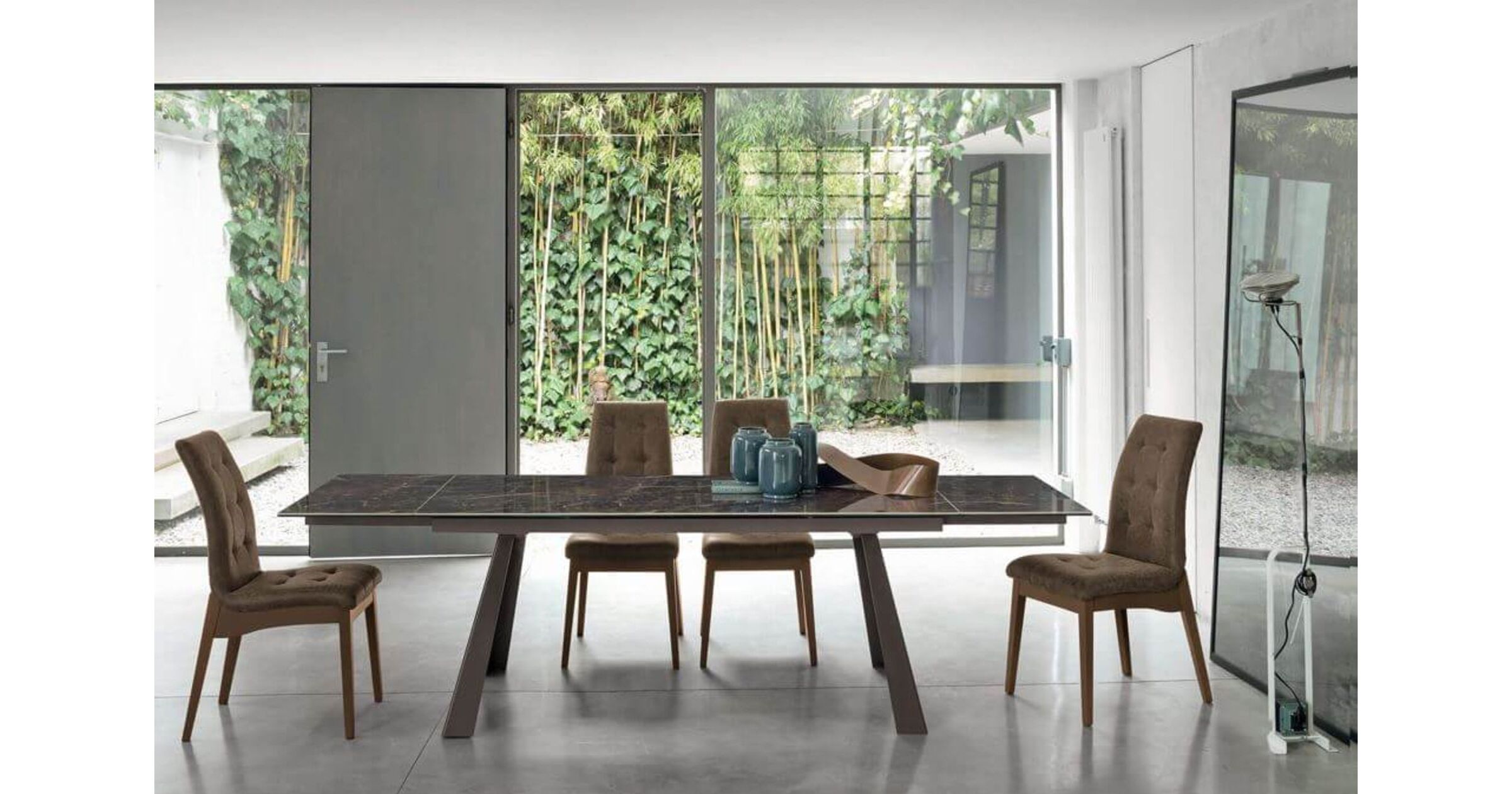 PONENTE 180 cm Extendable Table With Vintage Brown Painted Metal ...