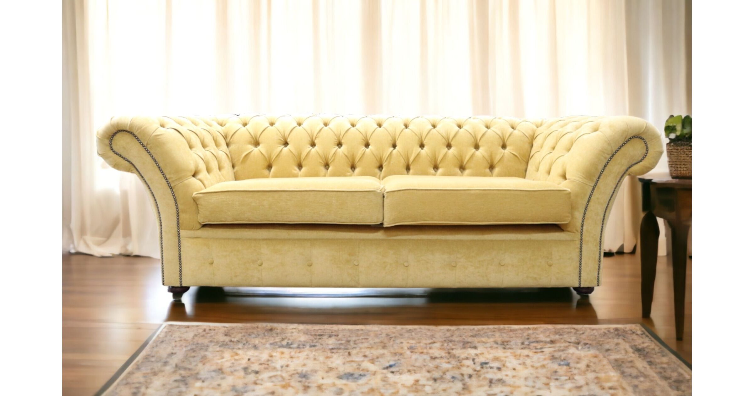 Buy Corn Chesterfield Balmoral 3 Seater sofa | DesignerSofas4U