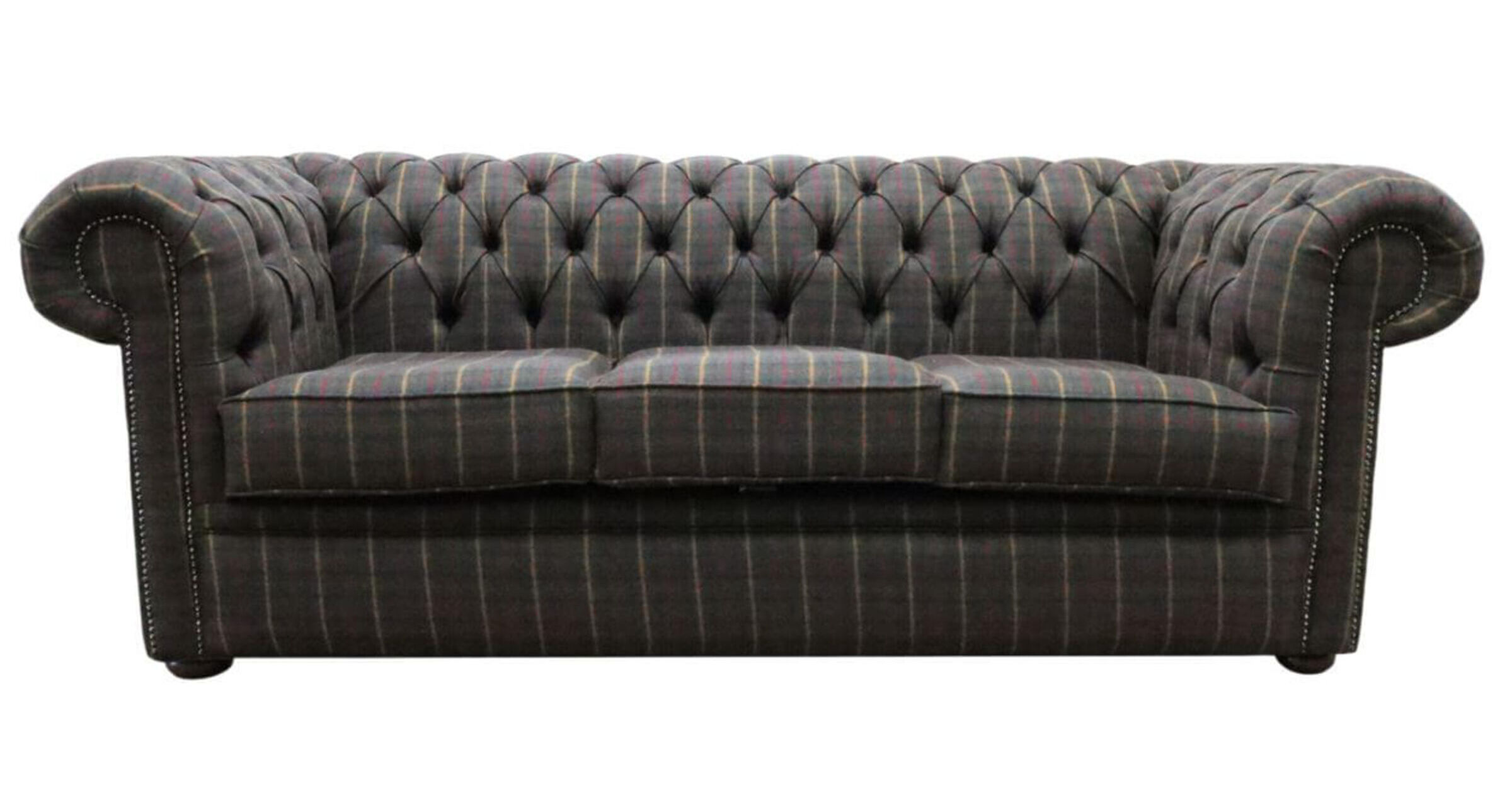 Balmoral Fir Tartan Check Chesterfield Arnold Wool 3 Seater Sofa Settee