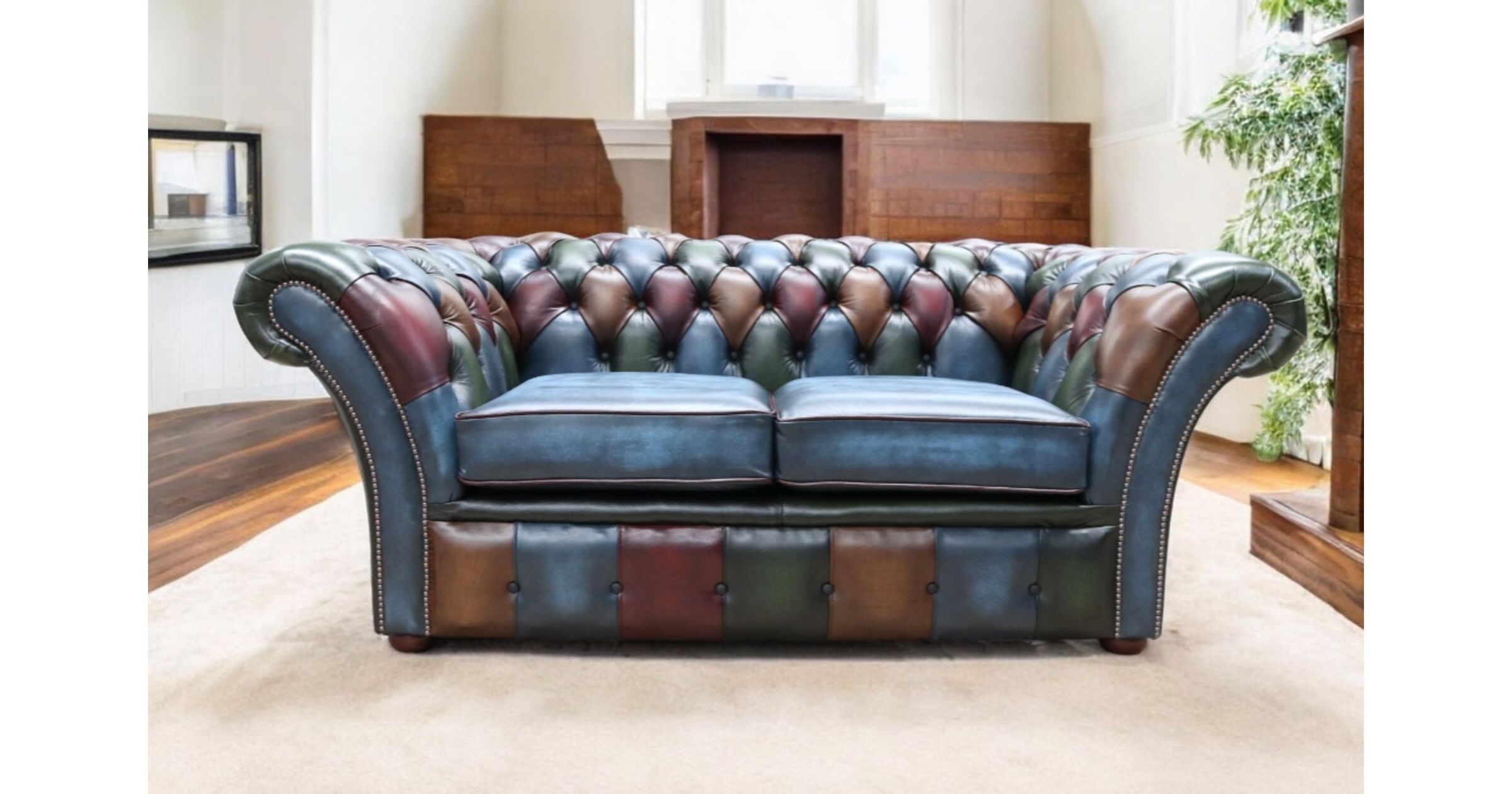 Chesterfield Patchwork Balmoral 2-Seater Sofa - Antique Leather