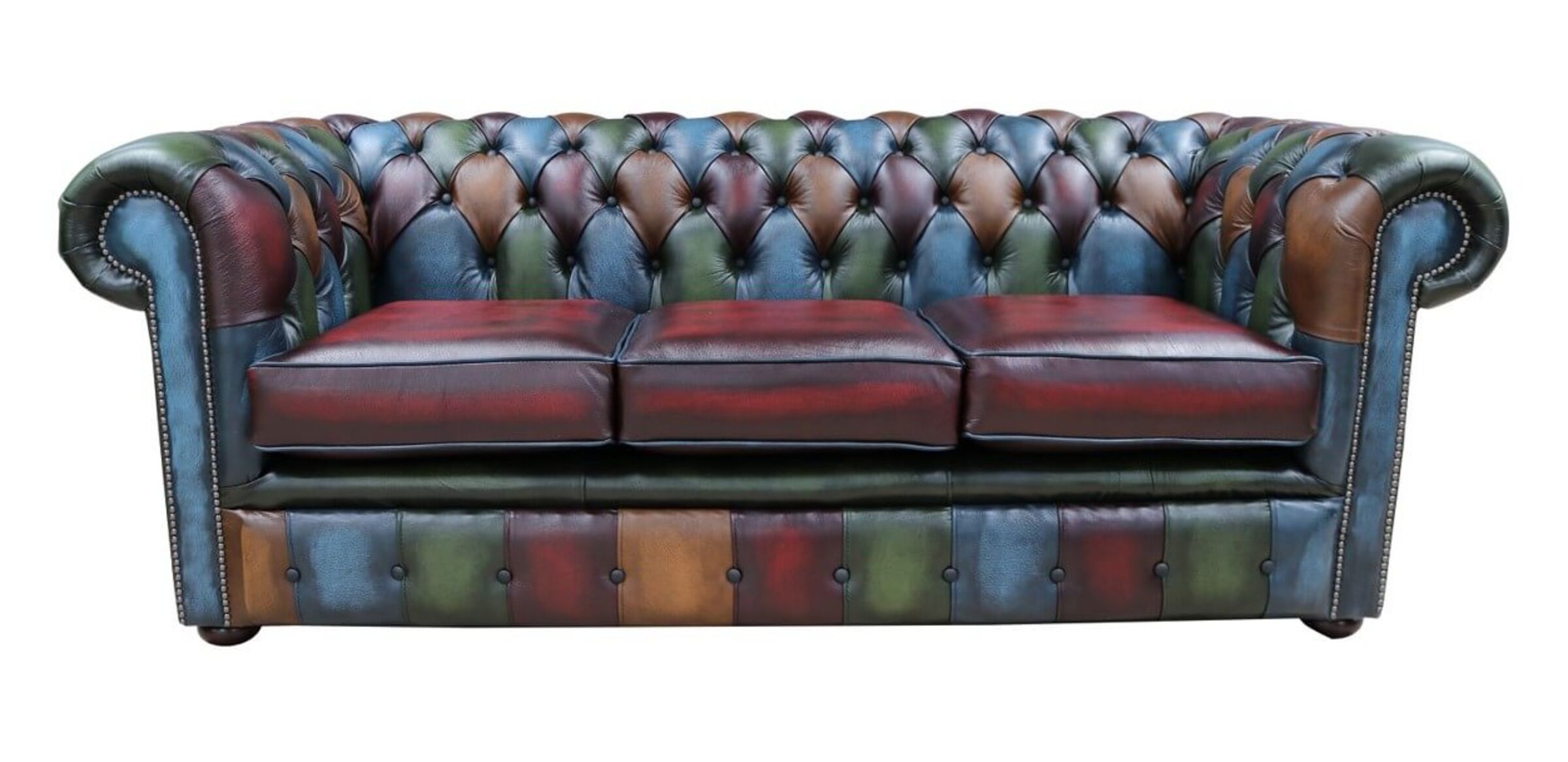 Chesterfield Patchwork Leather Sofa Settee